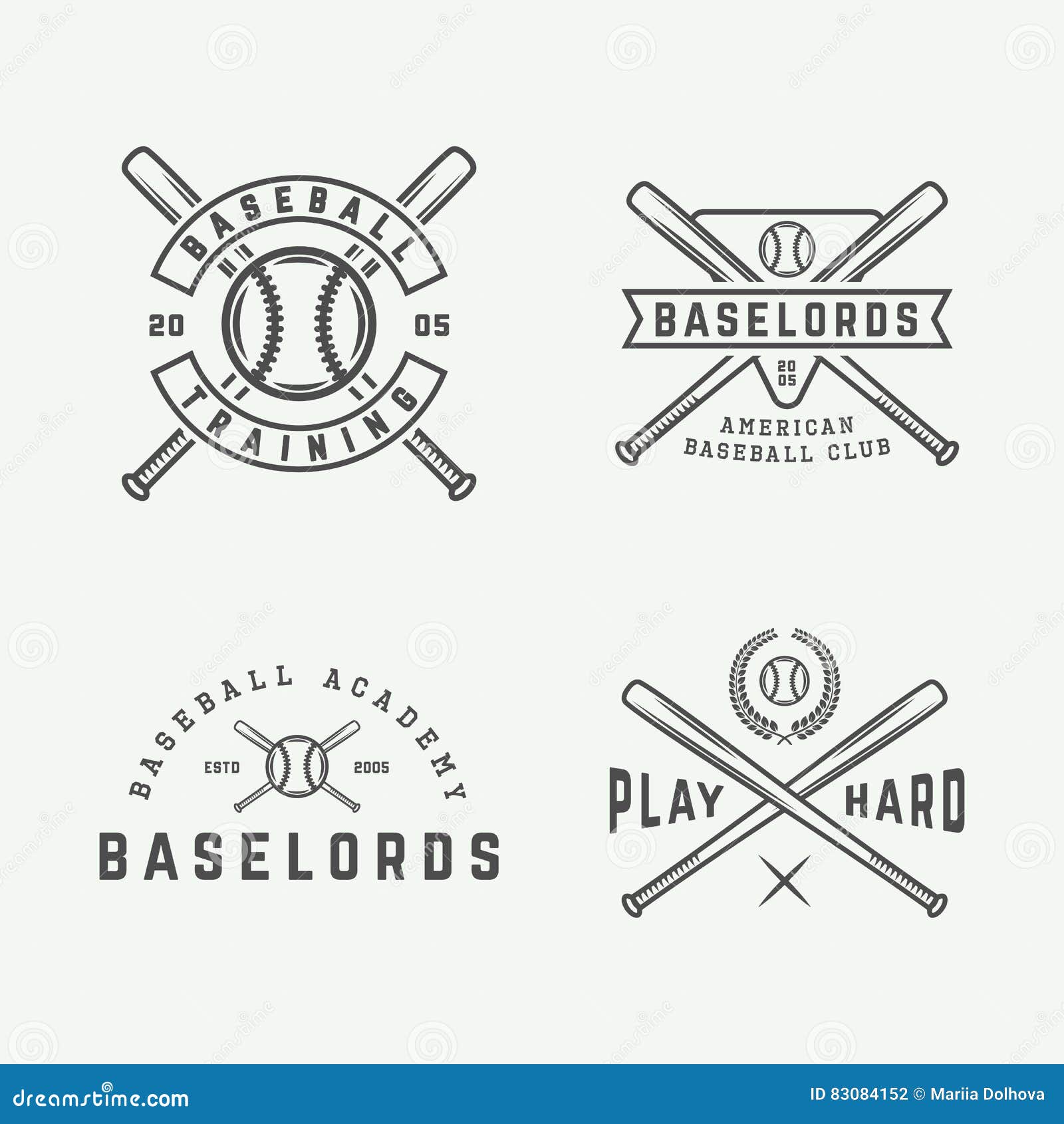 Set of Vintage Baseball Logos, Emblems, Badges Stock Vector ...