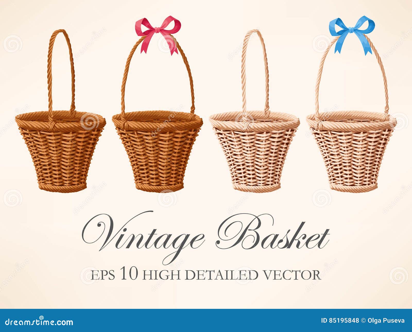 Set of vintage baskets stock vector. Illustration of cane - 85195848