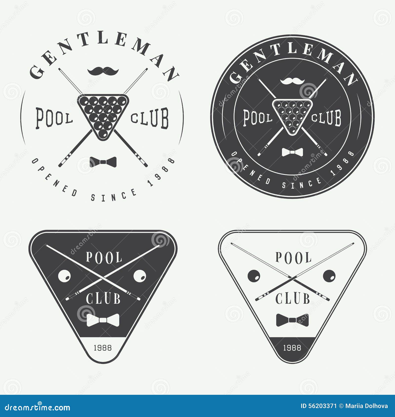 Set of Vintage Billiard Labels, Emblems and Logo Stock Vector ...