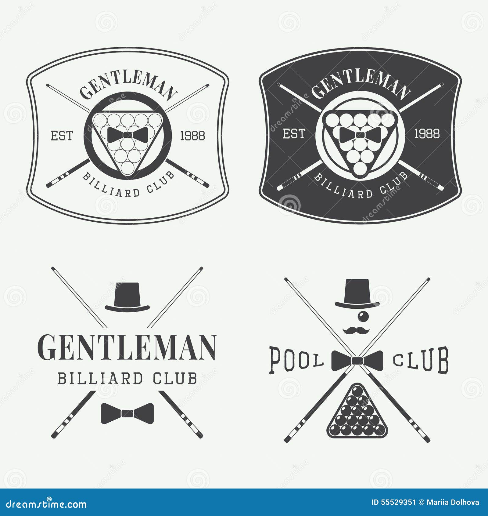 Set of Vintage Billiard Labels, Emblems and Logos Stock Vector ...