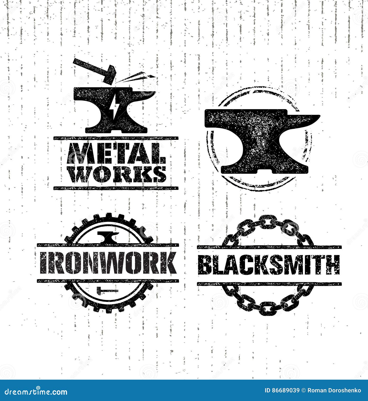 Set of Vintage Blacksmith Labels, Badges, Emblems and Design Elements ...