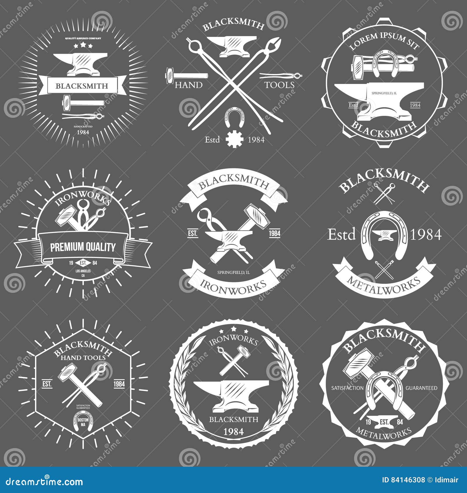 Set of Vintage Blacksmith Labels and Design Elements Vector Stock ...