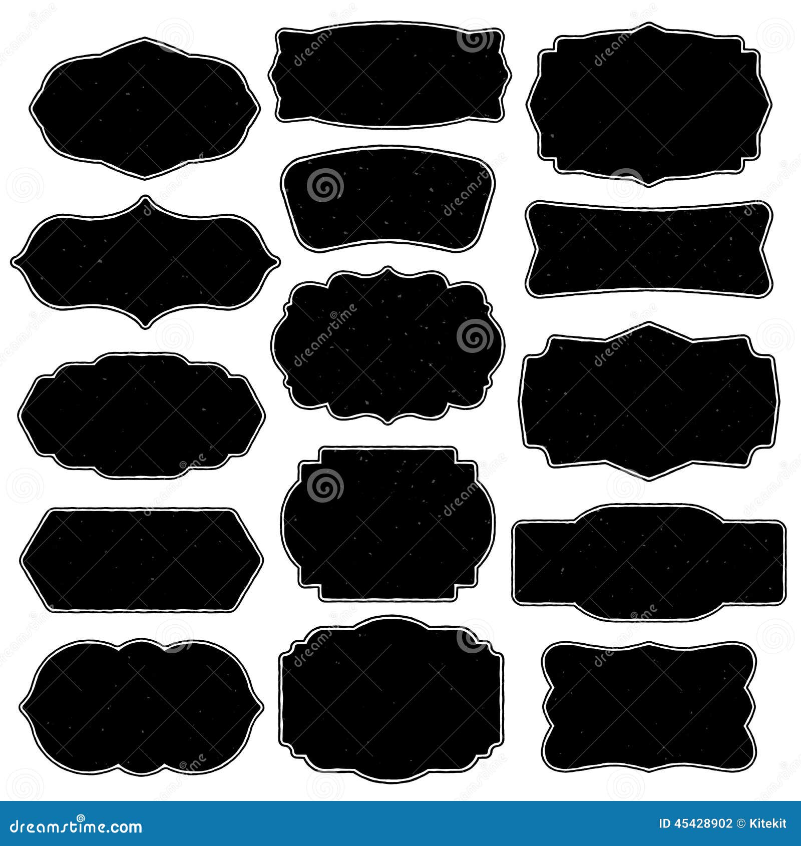 Set of Vintage Blank Frames and Labels. Hand Drawn Vector Stock Vector ...