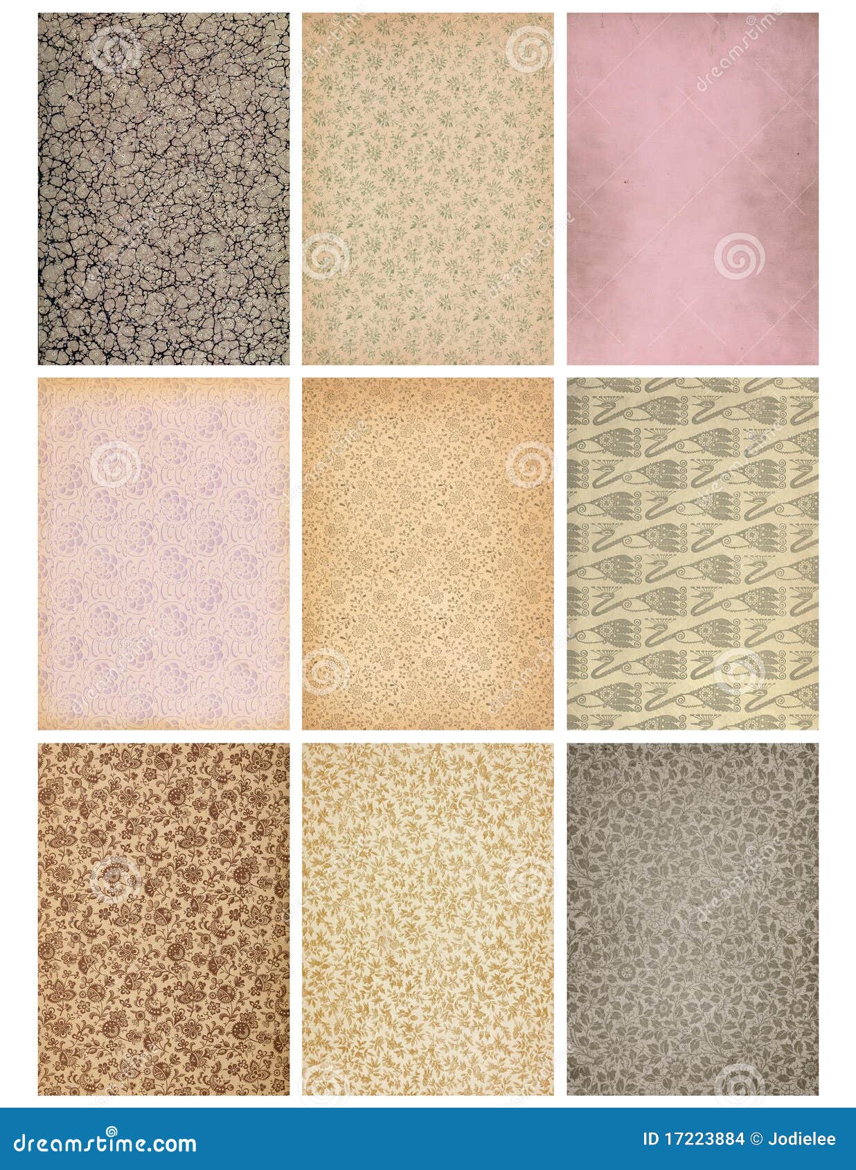 Set of Vintage Book-end Papers Floral Backgrounds Stock Photo - Image ...