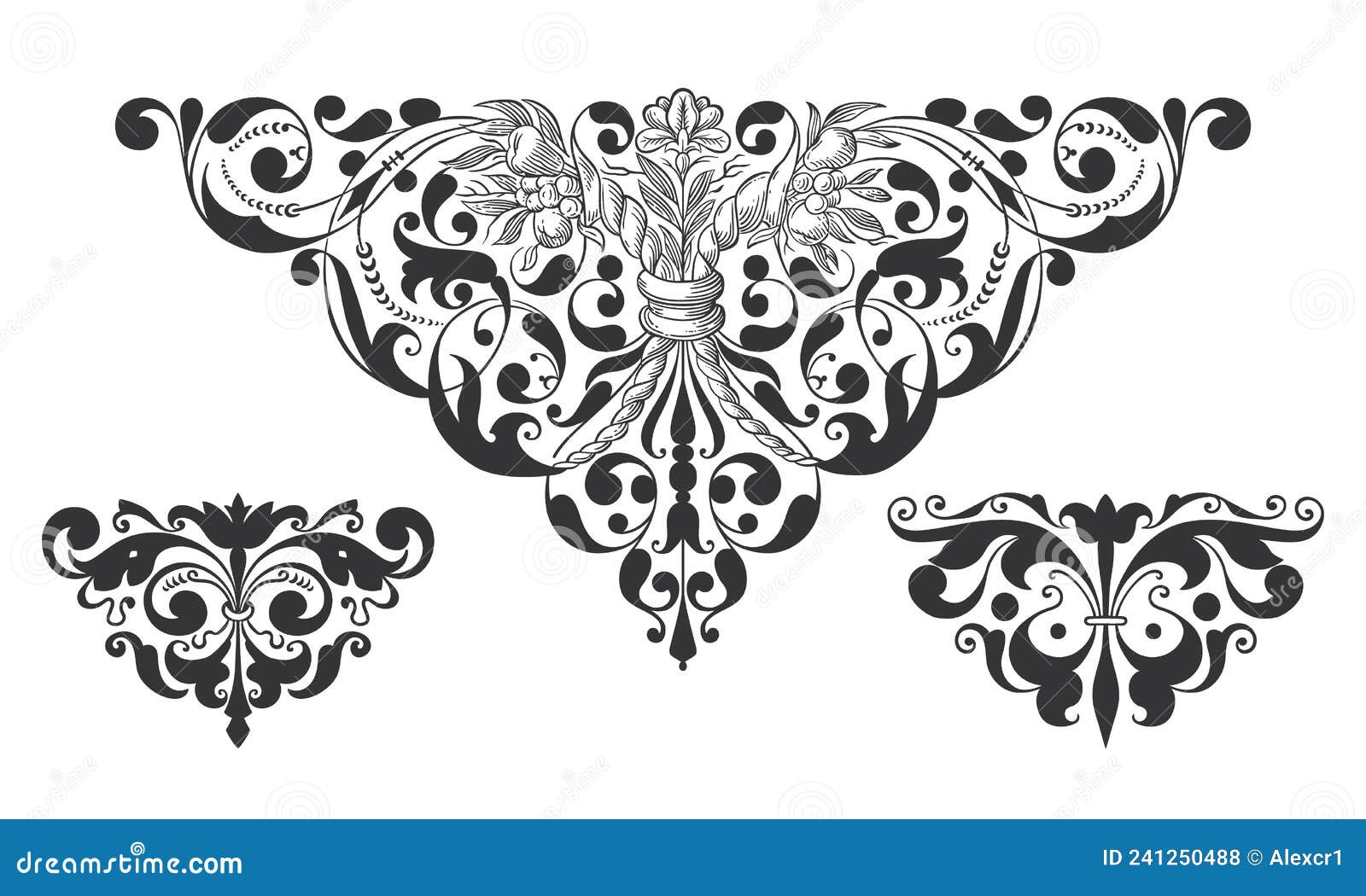 Set of Vintage Book Vignettes. Three Triangular Patterns Stock Vector ...