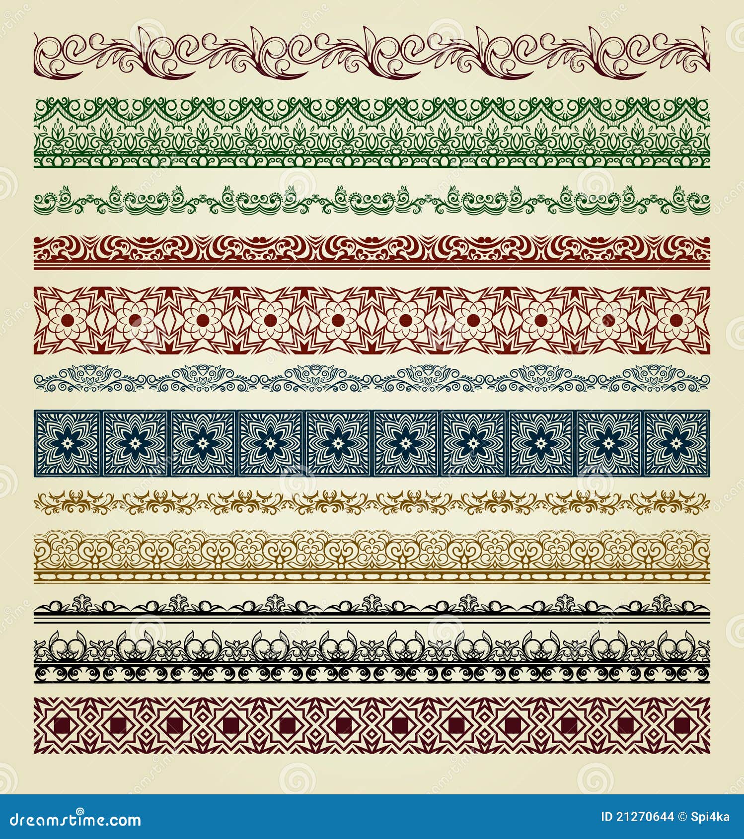 Set of vintage borders stock vector. Illustration of design - 21270644