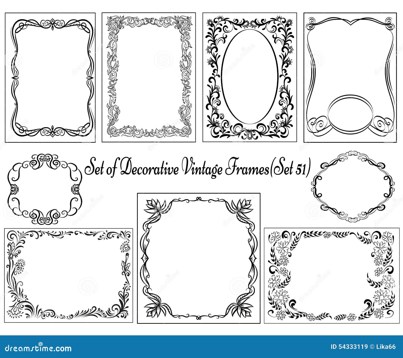 Set of Vintage Borders and Design Elements. Stock Vector - Illustration ...