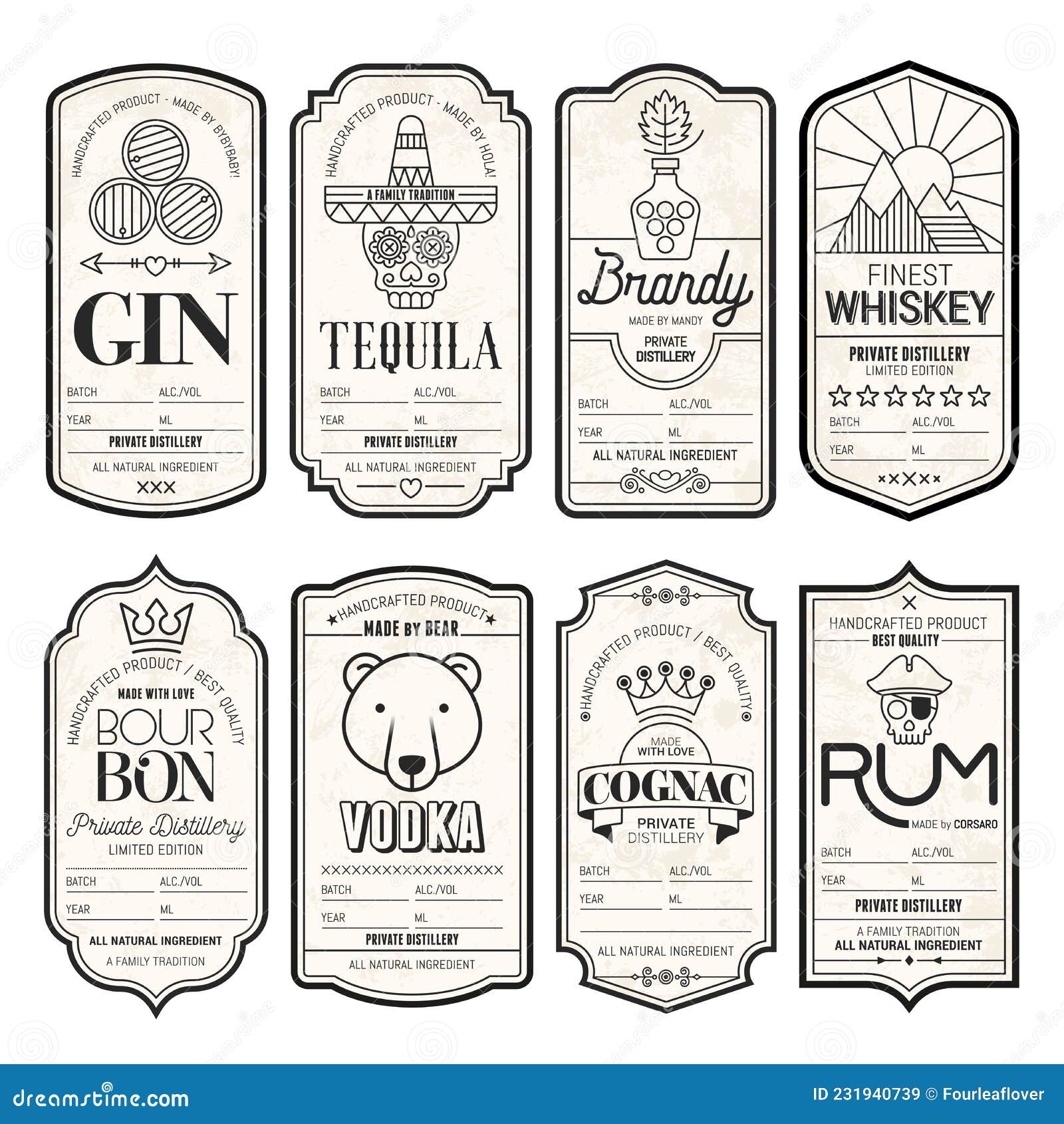 Set of Vintage Bottle Label Design with Ethnic Elements Stock Vector ...
