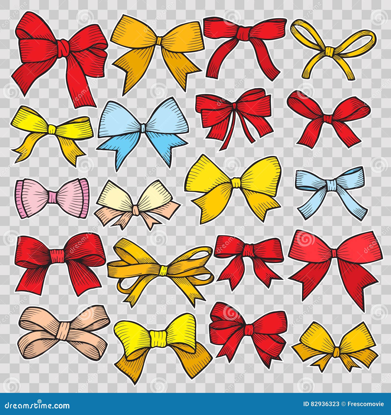 Set of vintage bows. stock vector. Illustration of package - 82936323