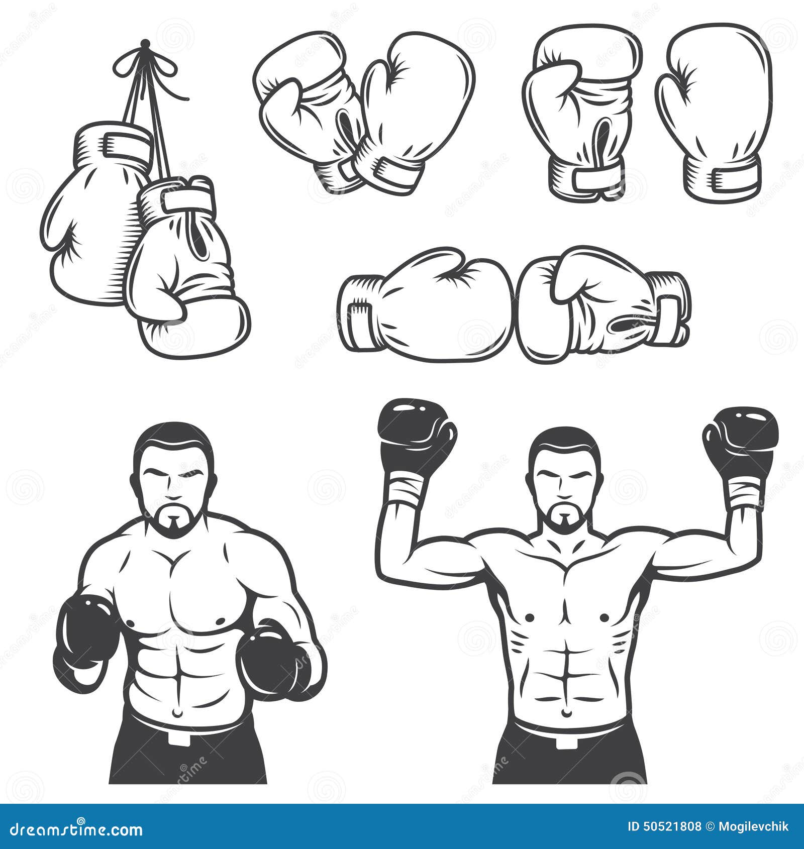 Vintage Boxing Logos, Badges, Stickers, Labels On Red Background ...