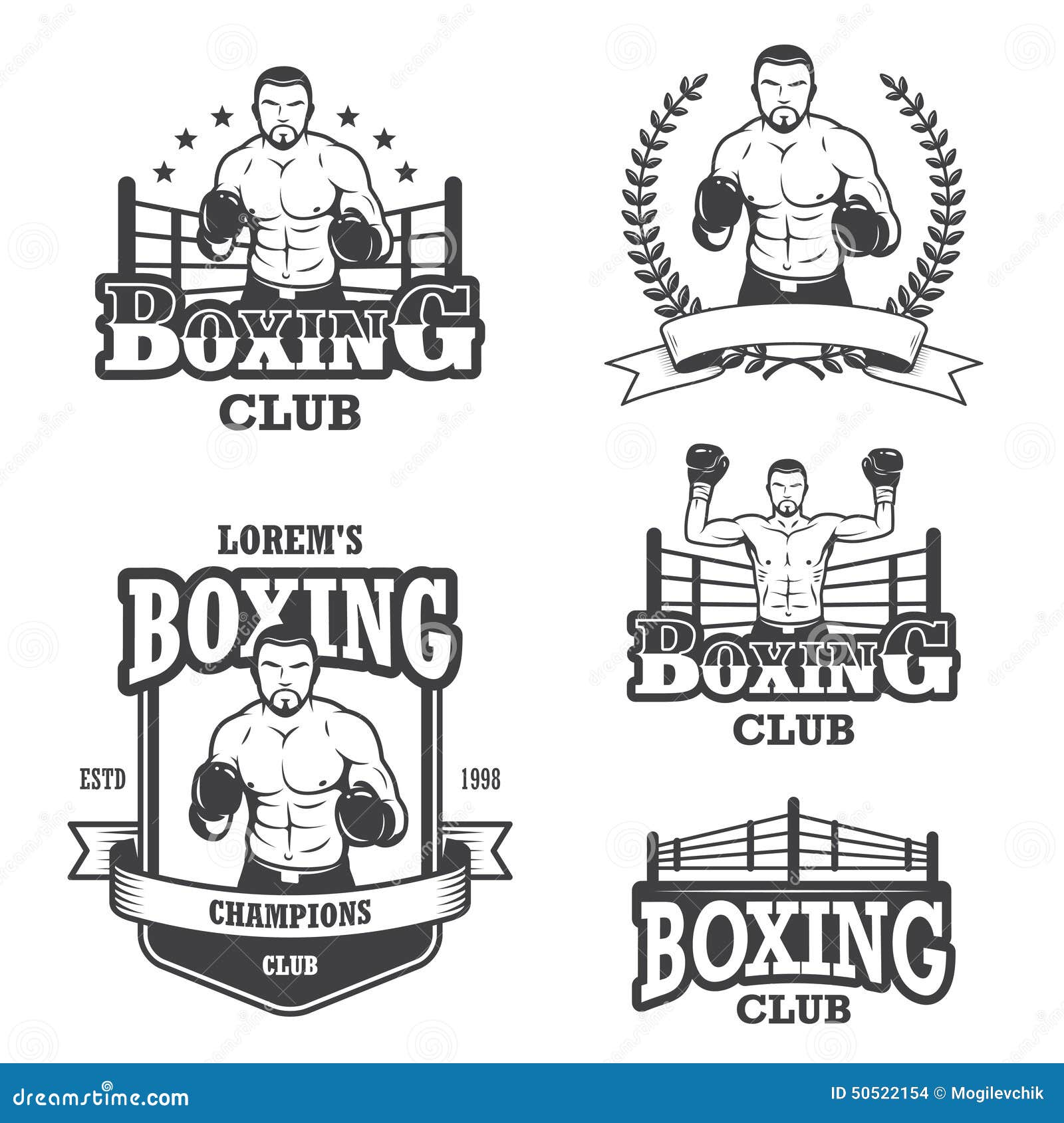 Vintage Boxing Logos, Badges, Stickers, Labels On Red Background ...