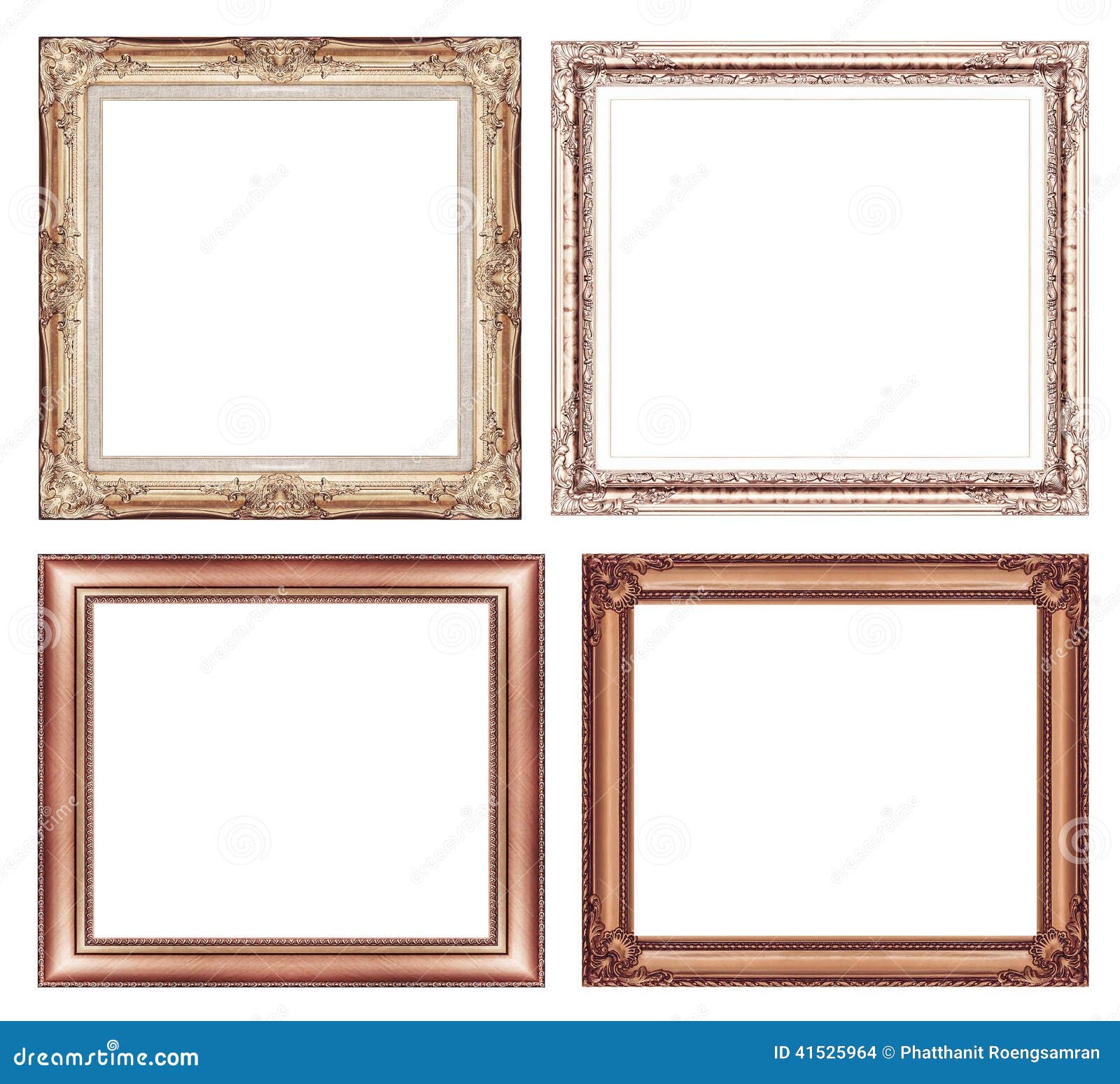 Set of Vintage Brown Frame with Blank Space Stock Photo - Image of ...