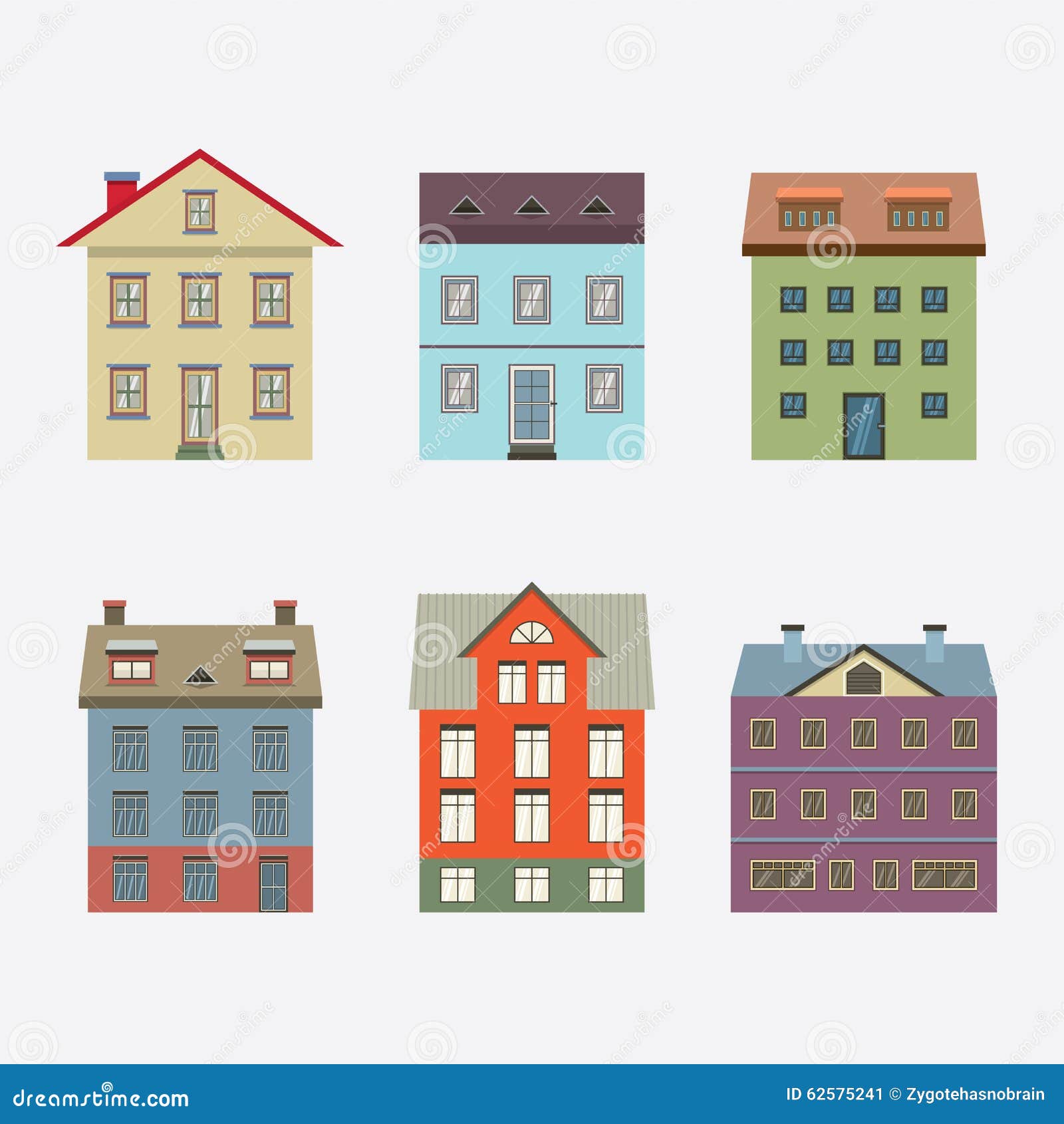 Set of Vintage Building. stock vector. Illustration of collection ...