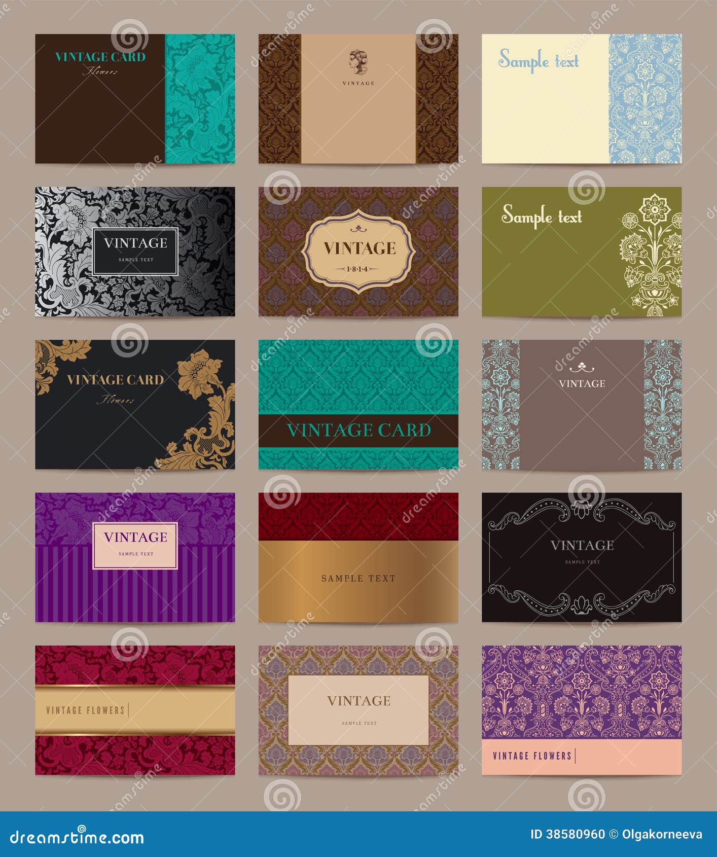 Set of Vintage Business Cards. Stock Vector - Illustration of luxury ...