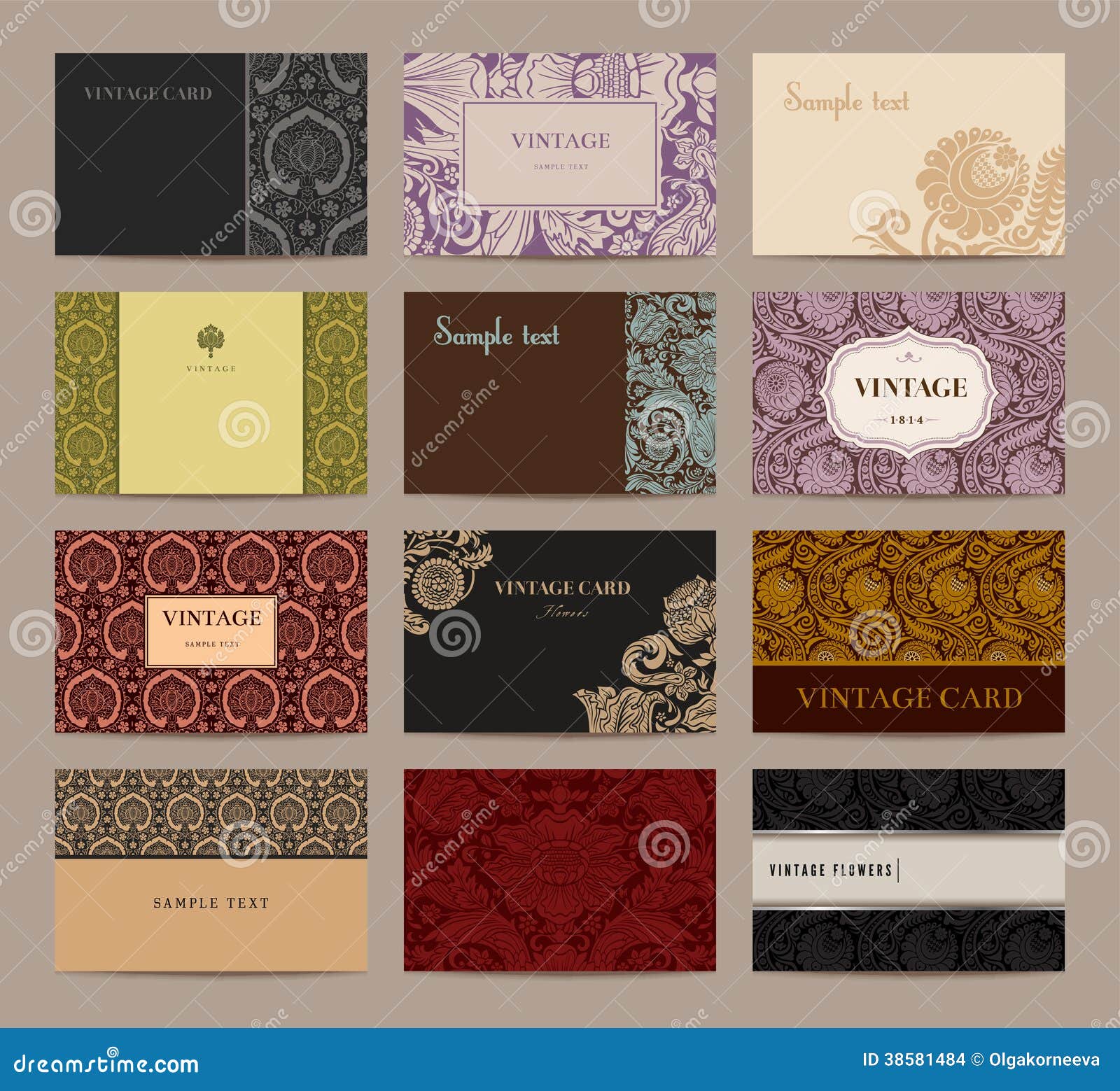 Set of Vintage Business Cards Stock Vector - Illustration of business ...