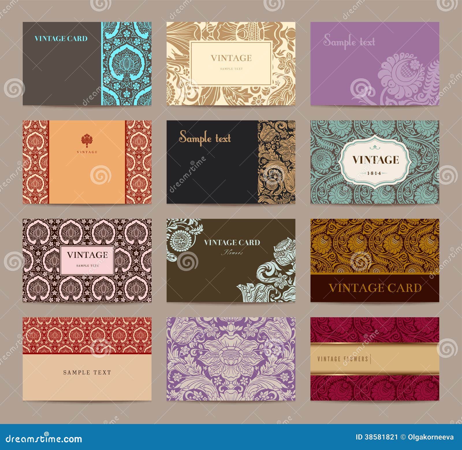 Set of Vintage Business Cards. Stock Vector - Illustration of ...