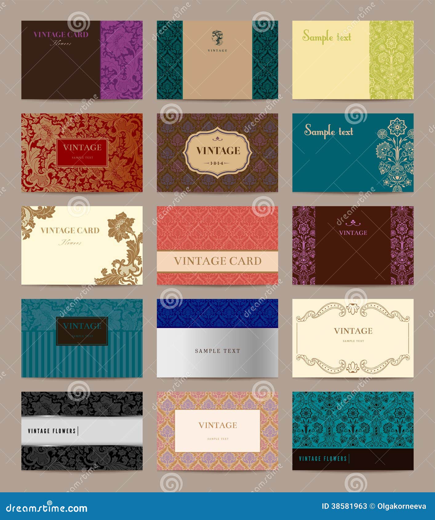 Set of Vintage Business Cards. Stock Vector - Illustration of label ...