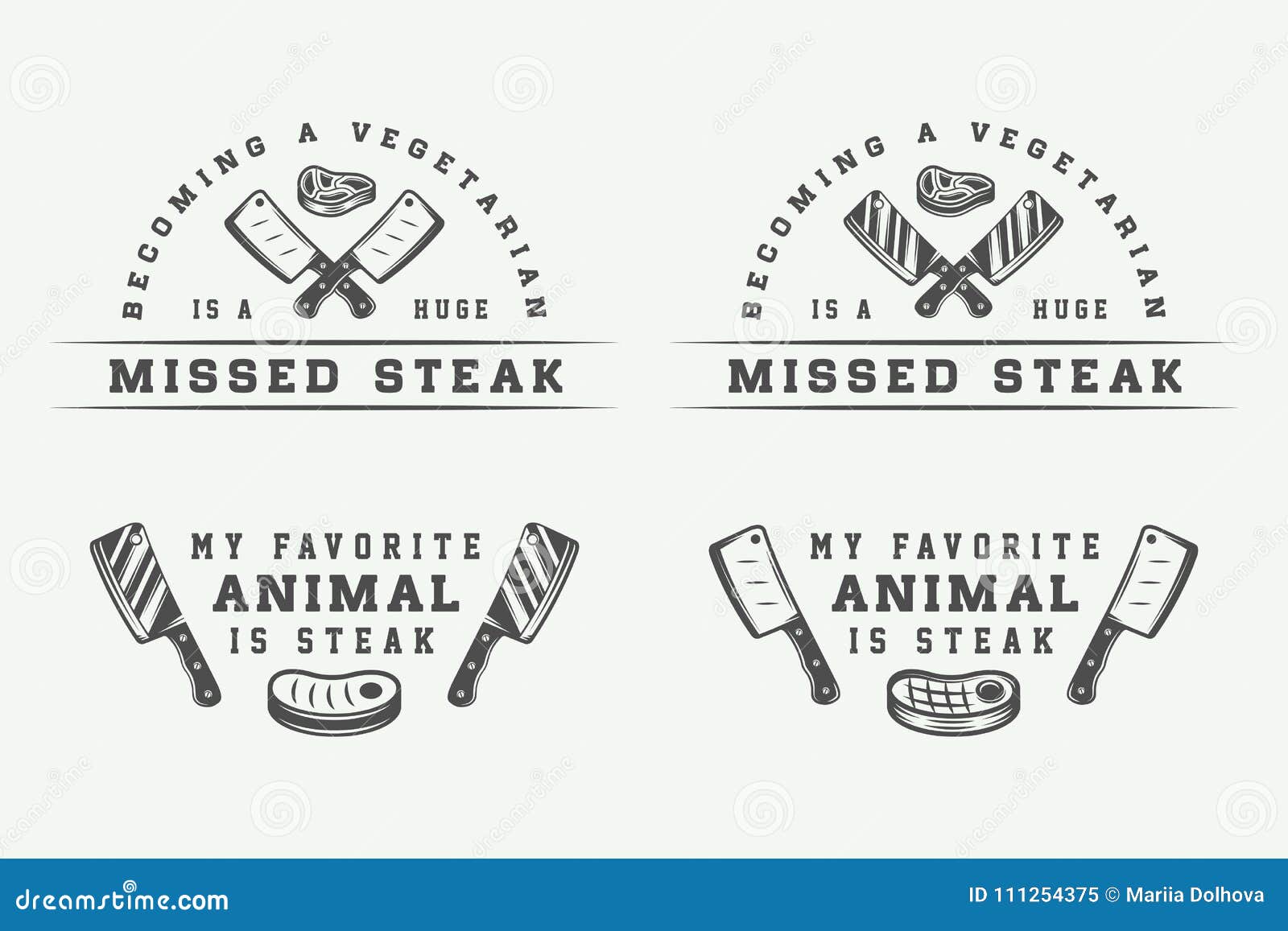 Set of Vintage Butchery Meat, Steak or Bbq Logos, Emblems Stock Vector ... Set of Vintage Butchery Meat, Steak or Bbq Logos, Emblems Stock Vector ...