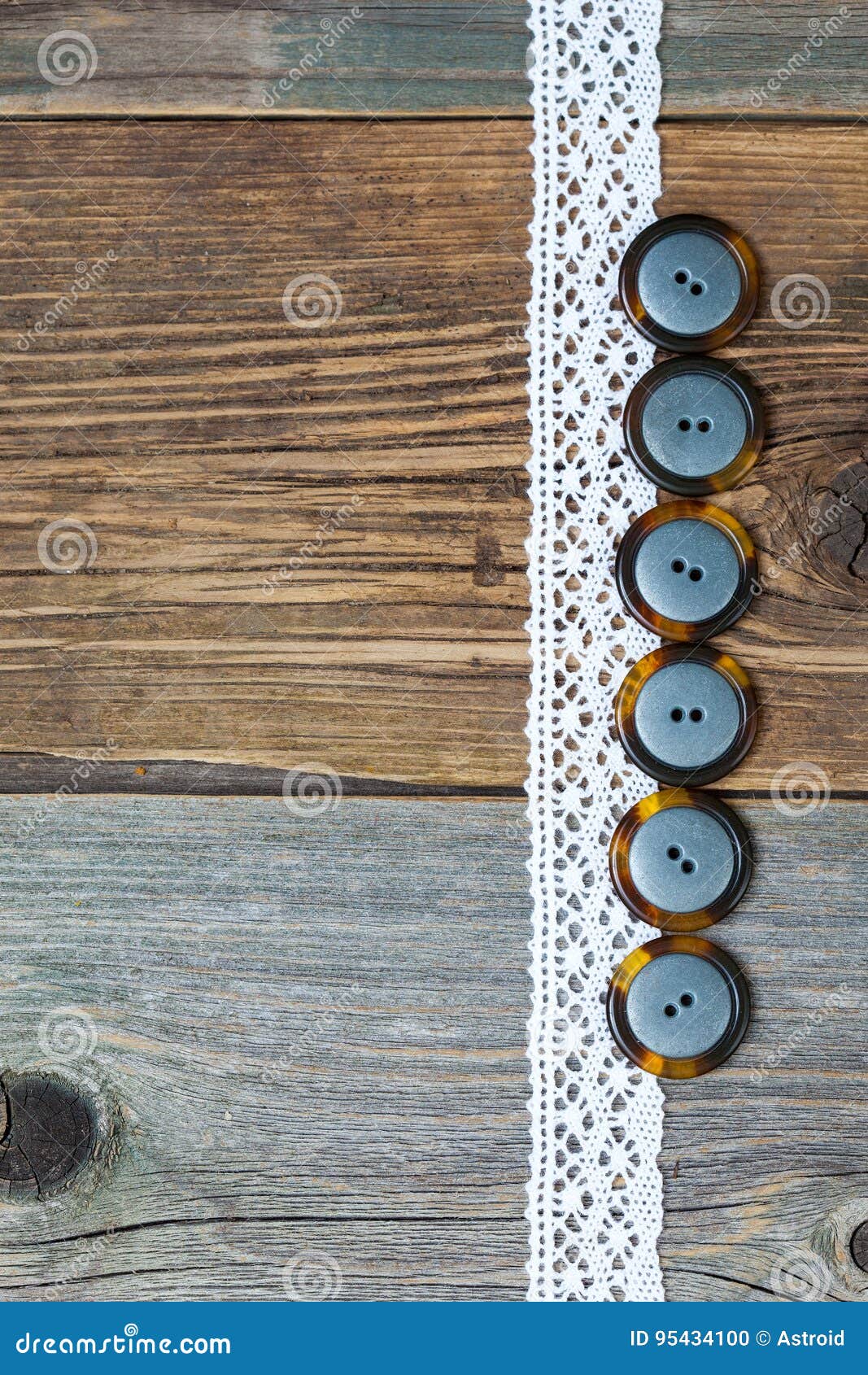 Set of Vintage Buttons and Lace Ribbons Stock Photo - Image of buttons ...