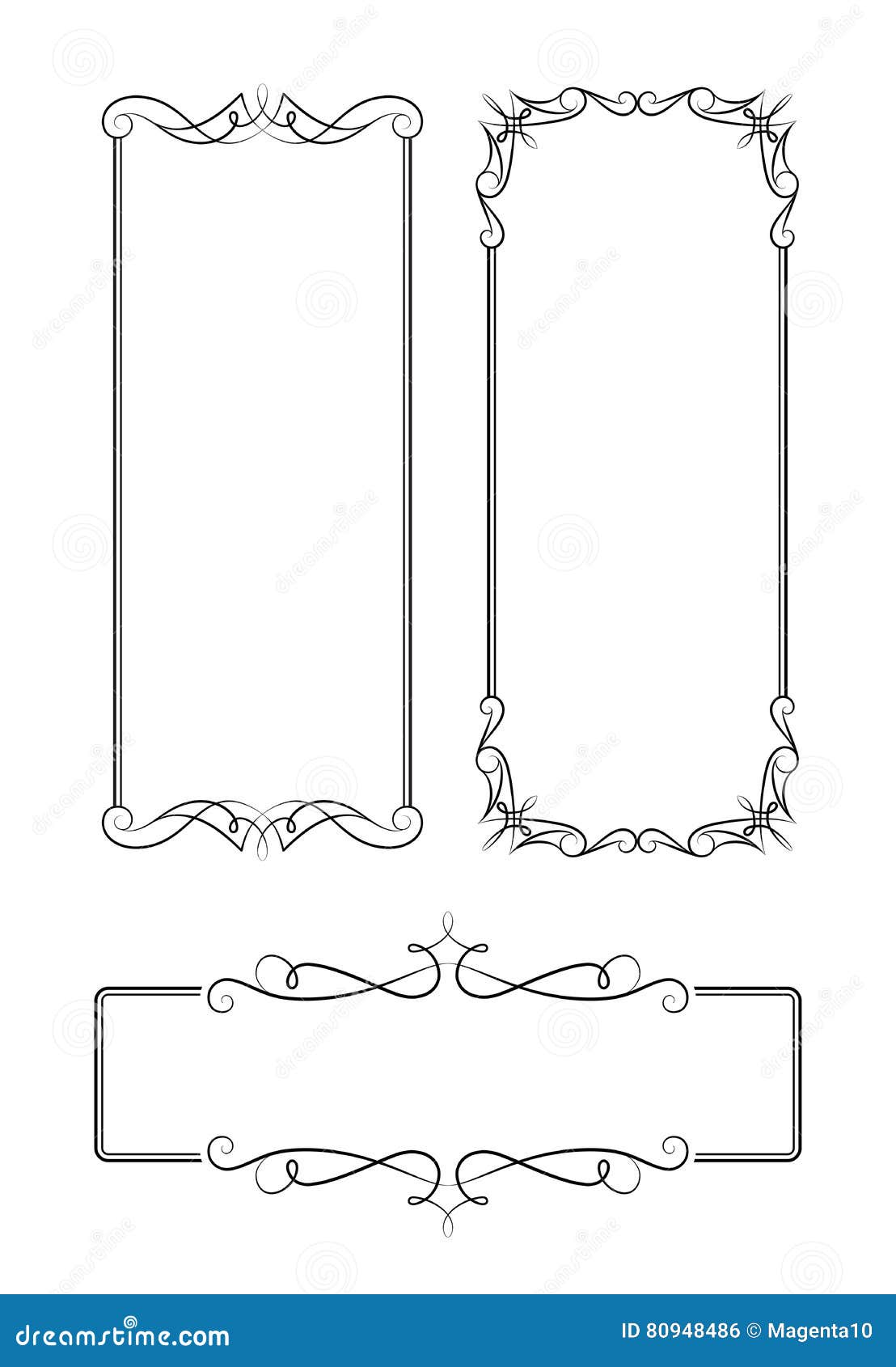 Set of Vintage Calligraphic Rectangle Frames Stock Vector ...
