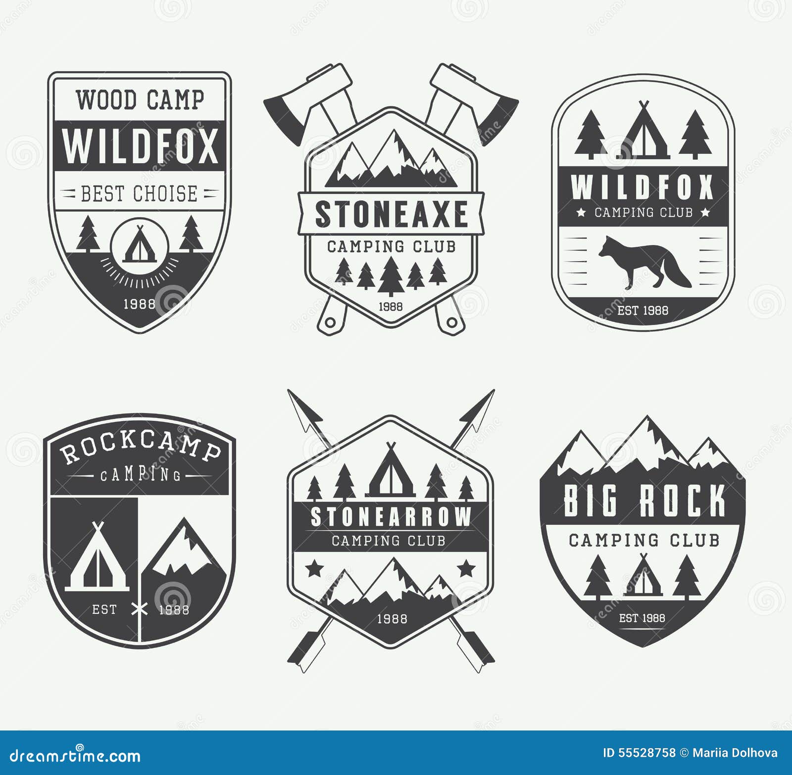 Set of Vintage Camping Labels, Badges and Logos Stock Vector ...