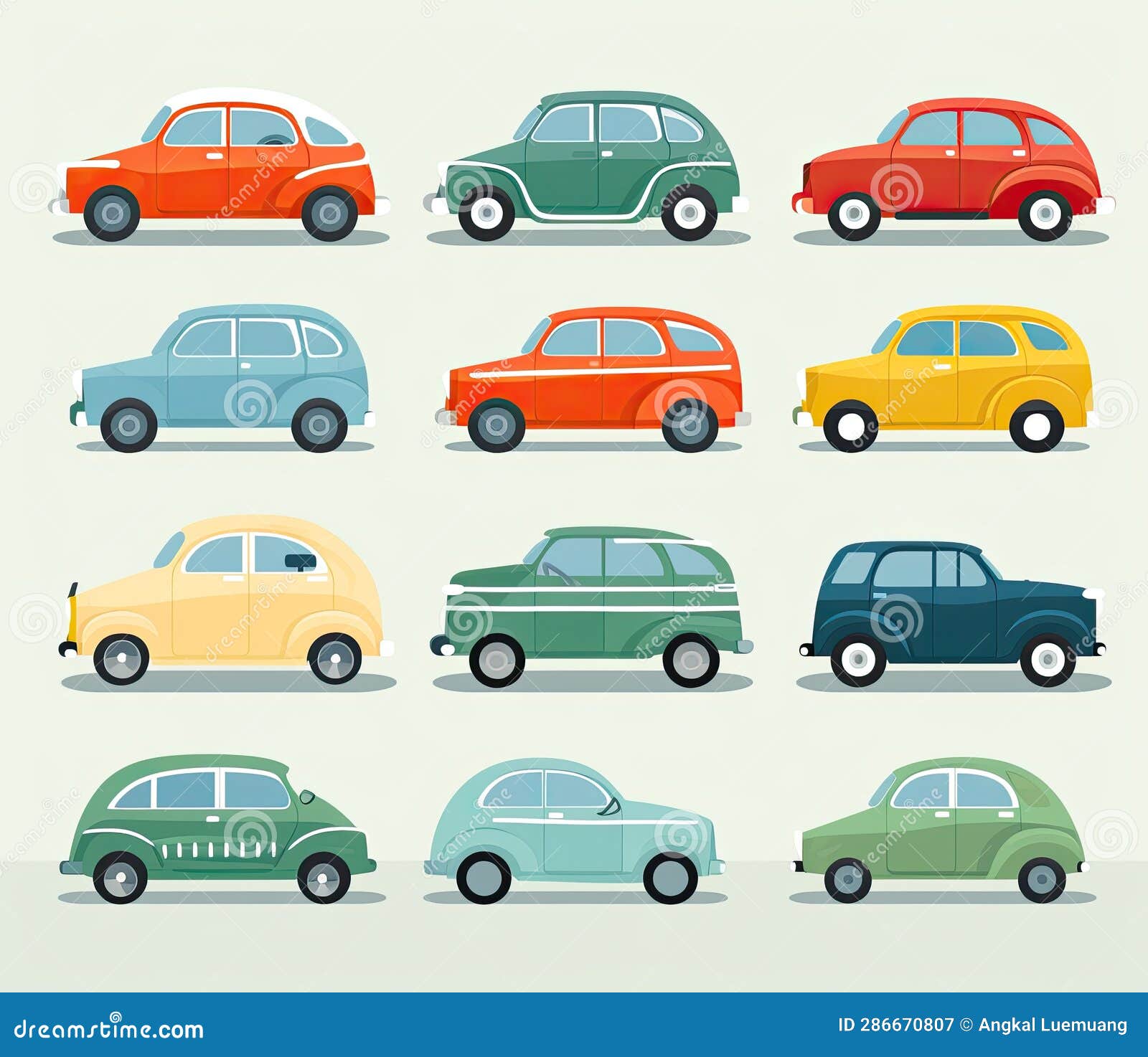 Set of vintage car cartoon stock illustration. Illustration of ...
