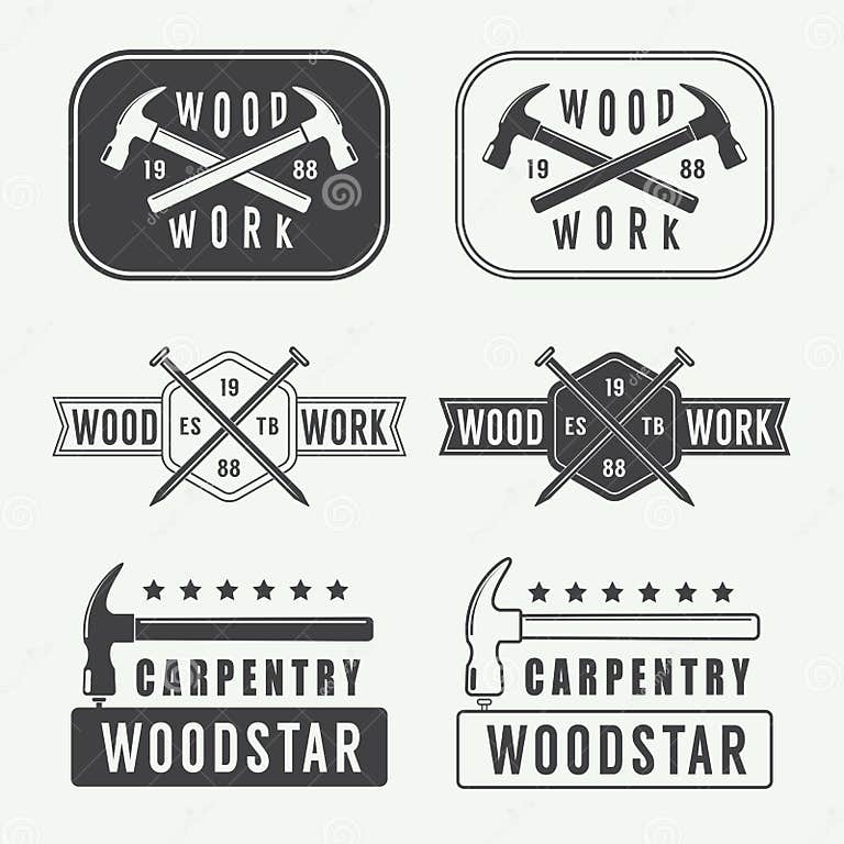 Set of Vintage Carpentry Labels, Emblems and Logo Stock Vector ...