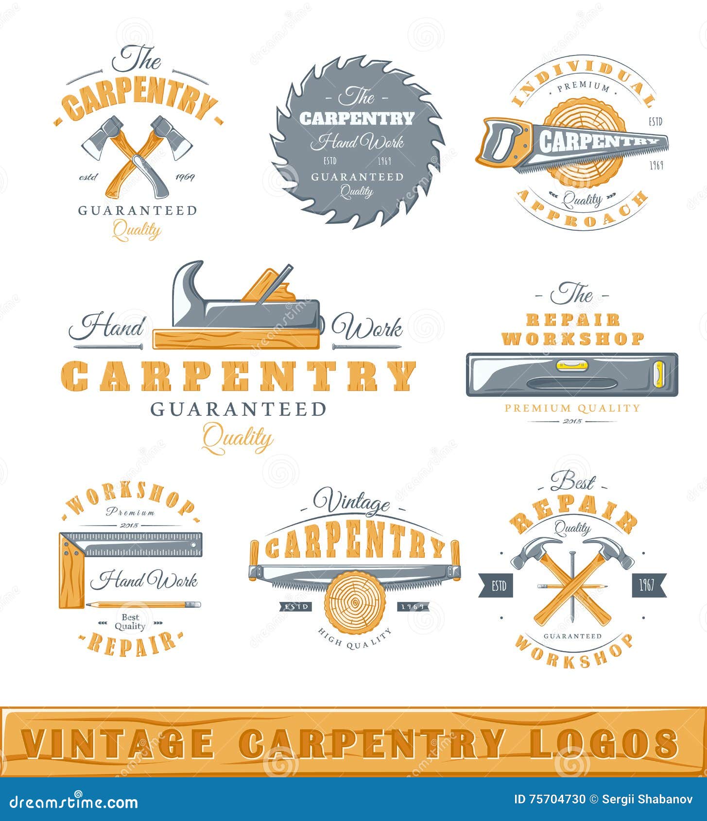 Set Of Logos For Carpentry Or Wood Carving Or Sawing Vector ...