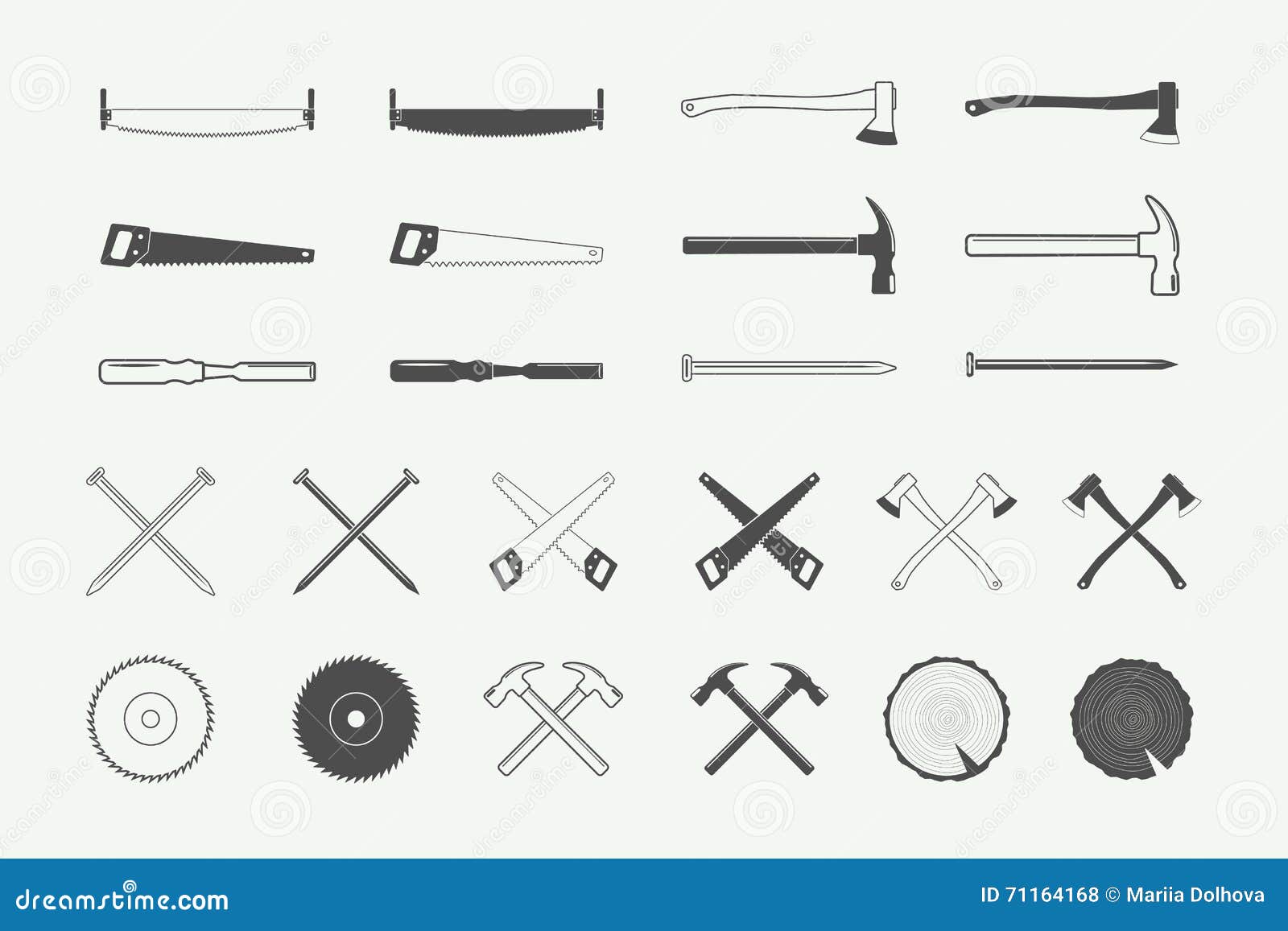 Carpentry Labels Emblems And Design Elements Cartoon Vector ...