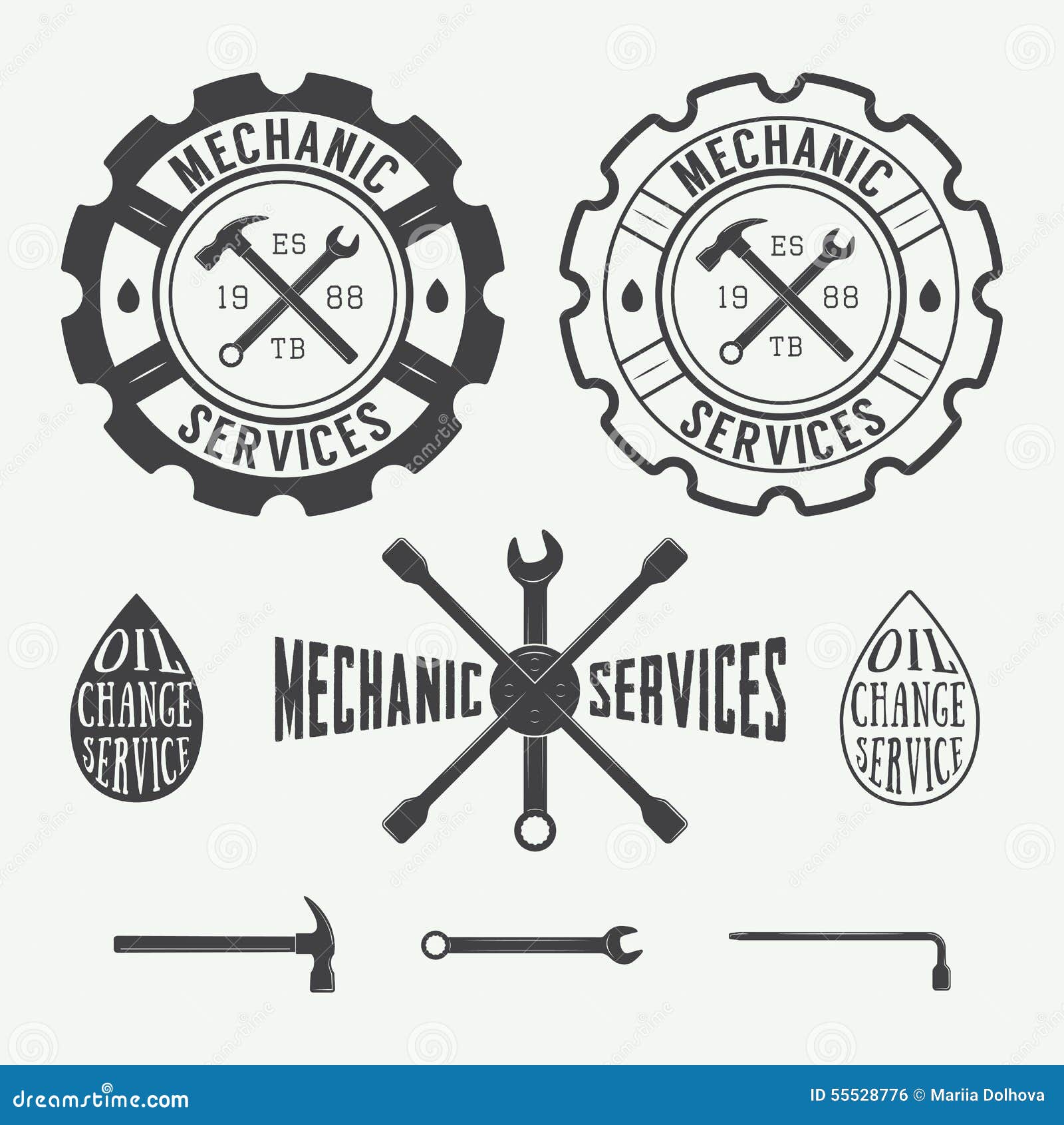 Set of Vintage Carpentry and Mechanic Labels, Emblems and Logo Stock ...