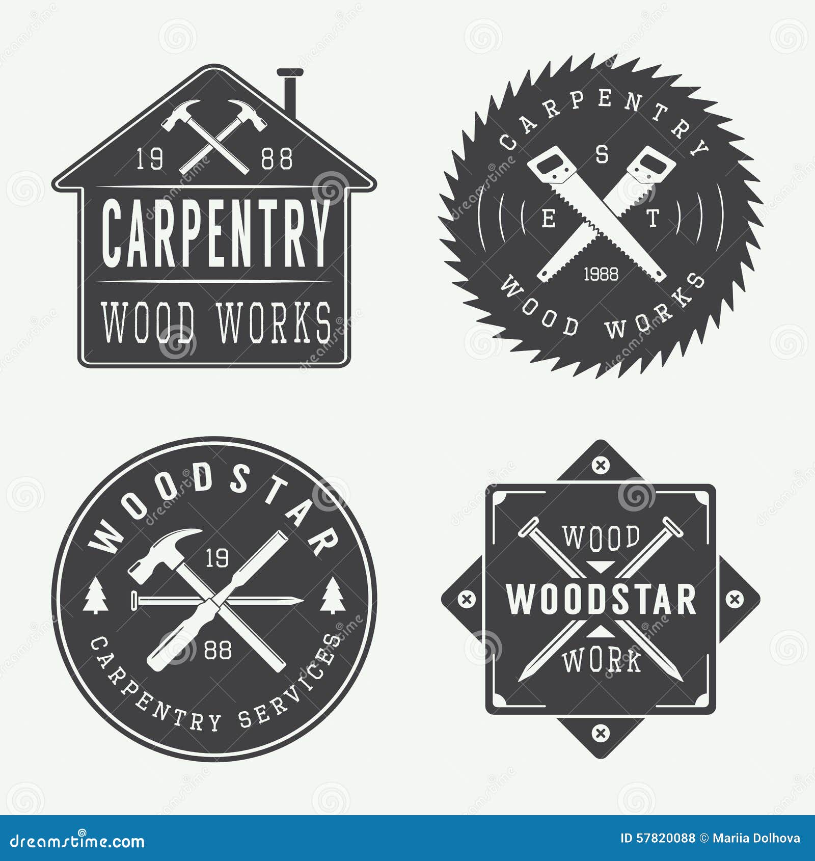 Set of Vintage Carpentry and Mechanic Labels, Emblems and Logo Stock ...
