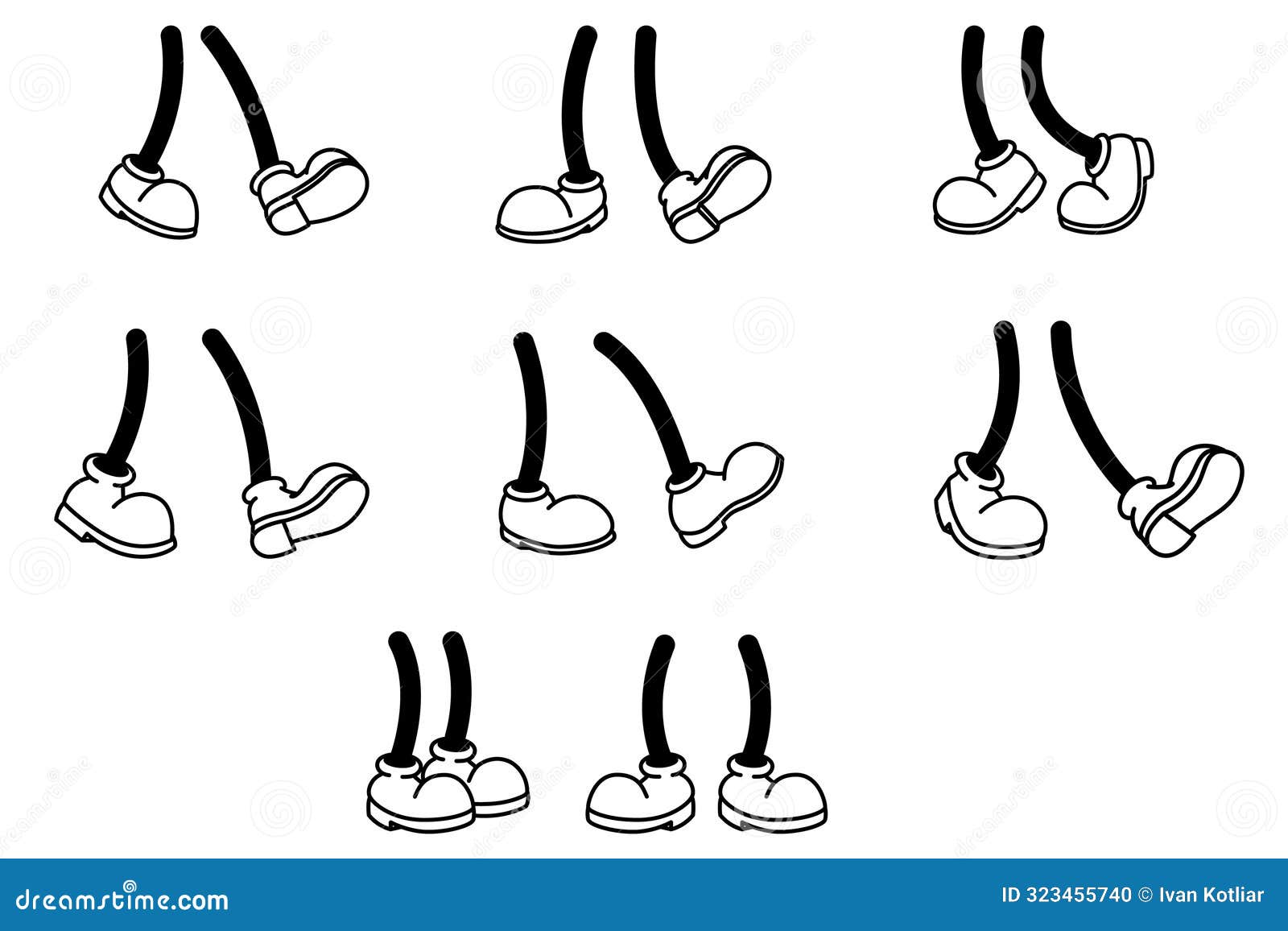 Set of Vintage Cartoon Feet in Shoes. Cartoon Boot Stock Vector ...