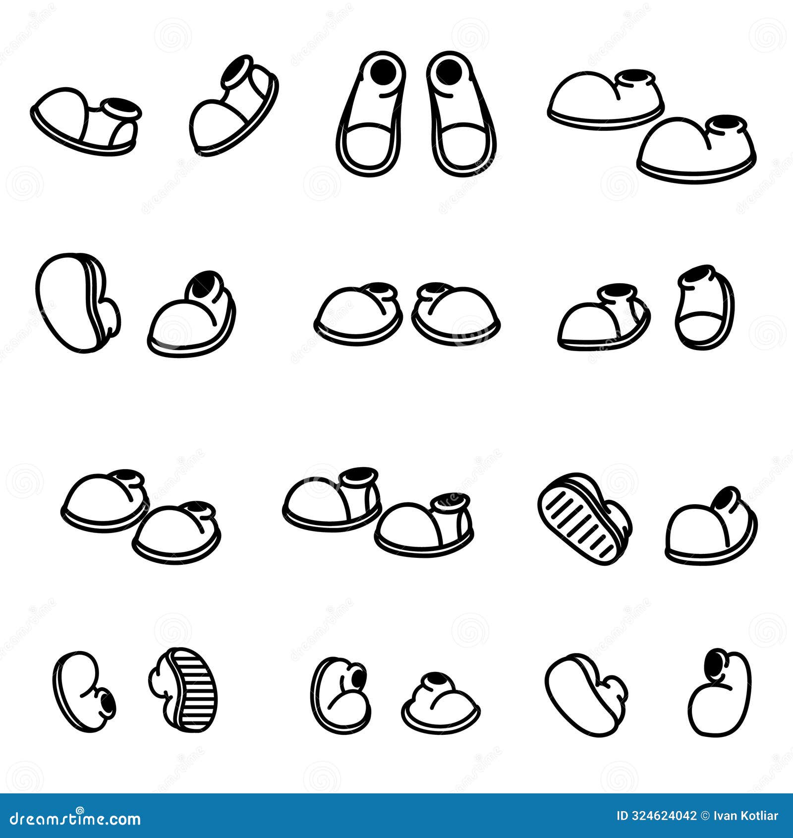 Set of Vintage Cartoon Shoes. Cartoon Boot. Comic Retro Boots in ...