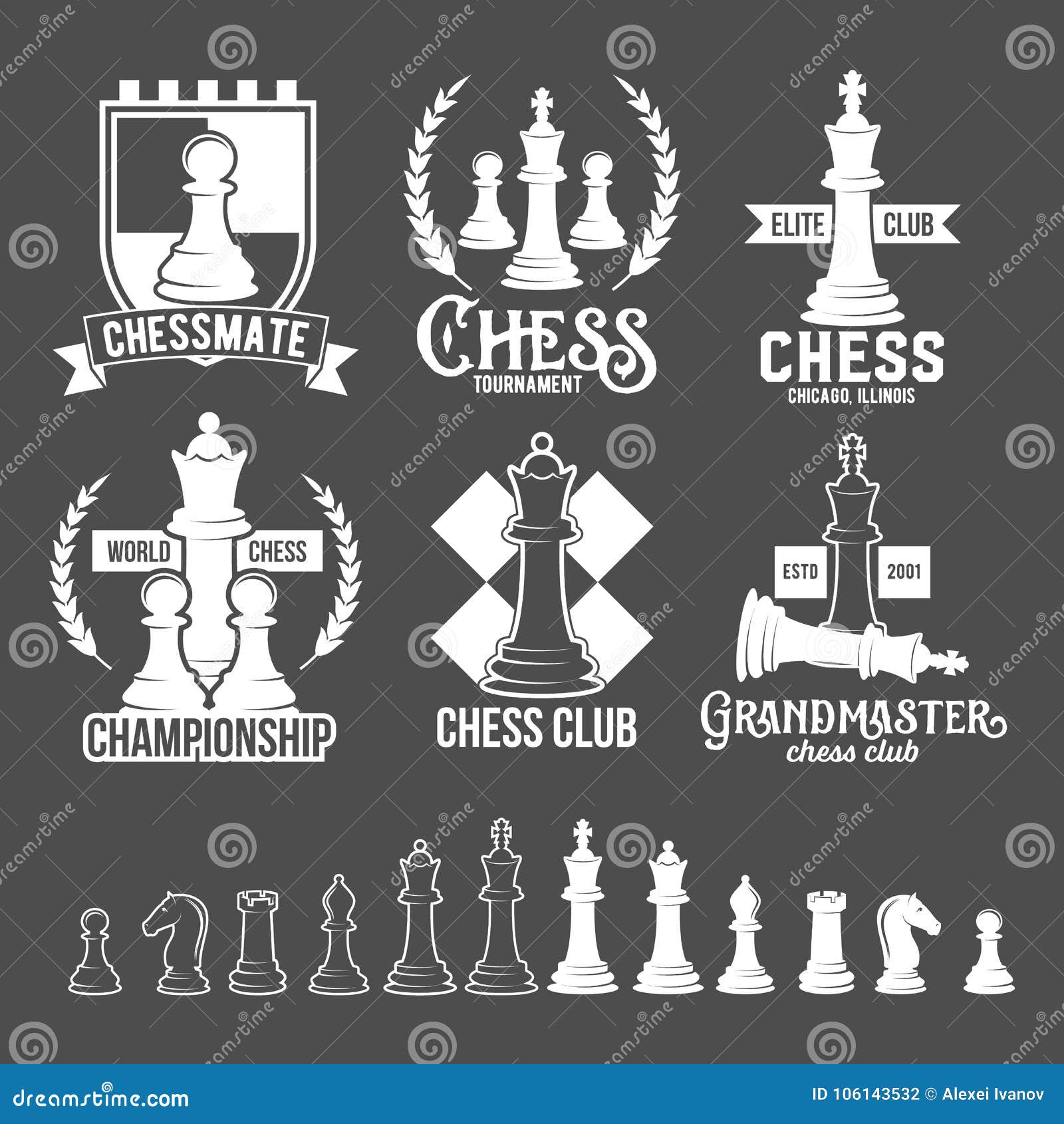 Set of Chess Labels, Badges and Design Elements Stock Vector ...