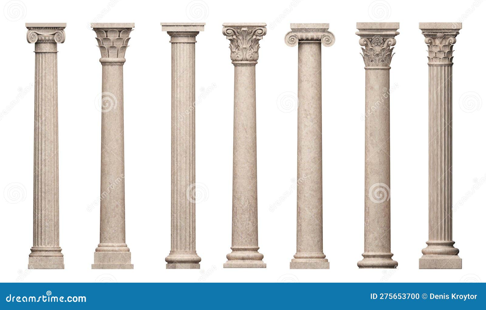 Set of Vintage Classic Marble Columns Pillars Stock Illustration ...