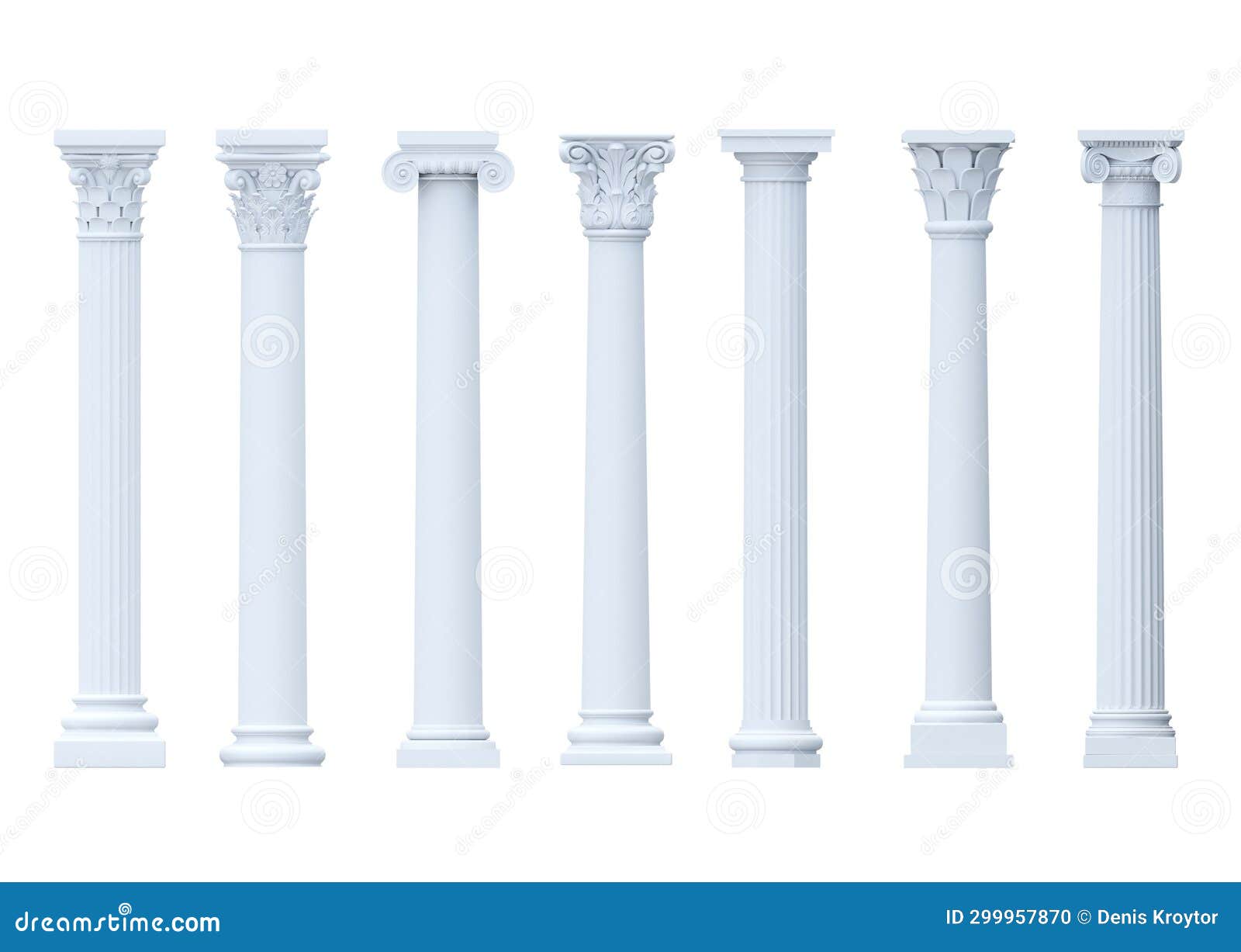 Set of Vintage Classic Marble Columns Pillars Stock Illustration - Illustration of doric, broken ...