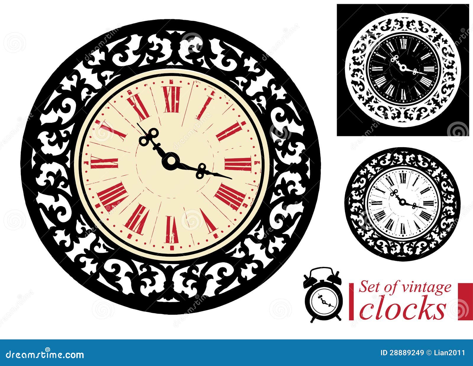 Set of vintage clocks icon stock vector. Illustration of retro - 28889249