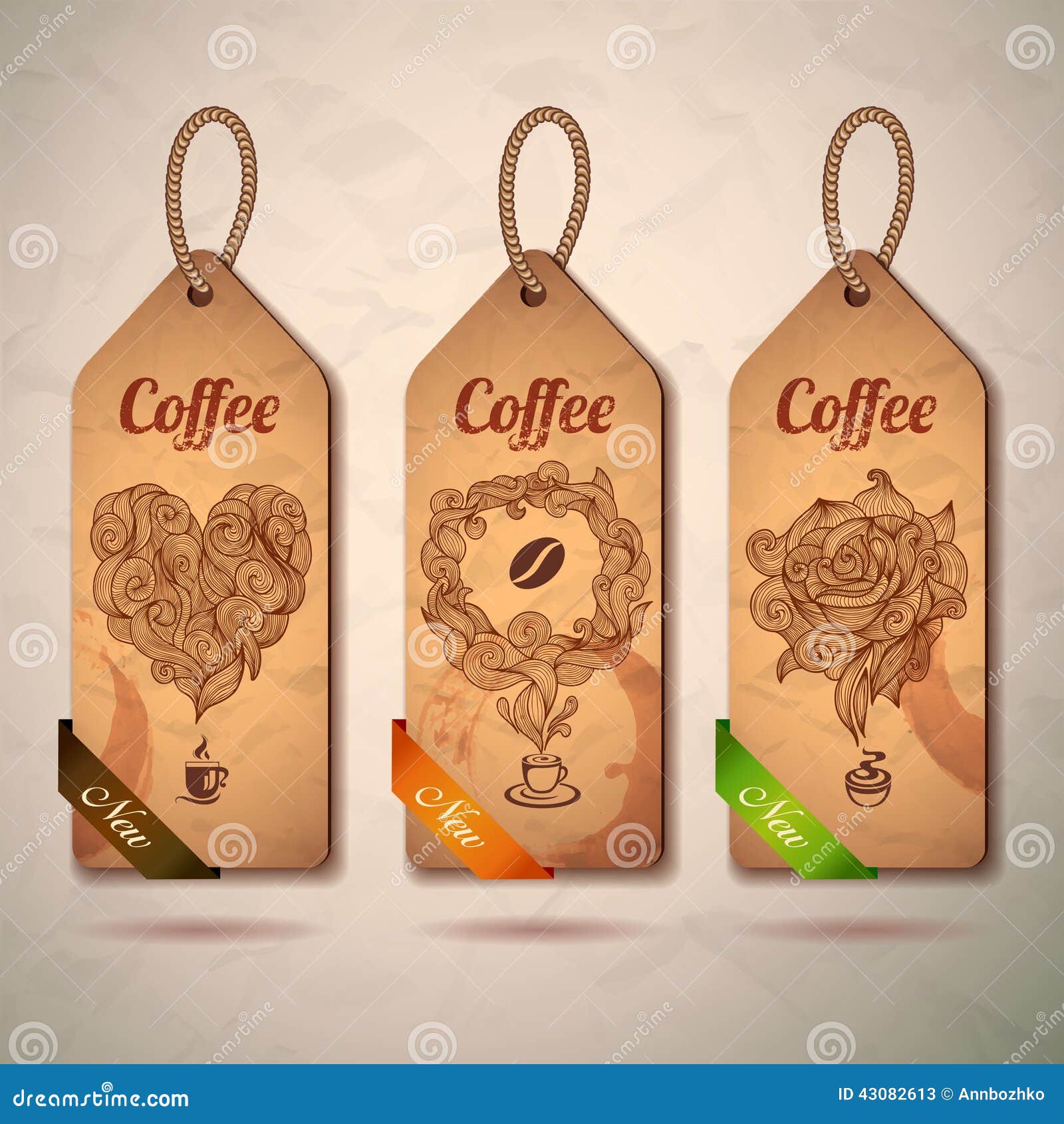 Set of Vintage Coffee Labels Stock Vector - Illustration of smoke ...