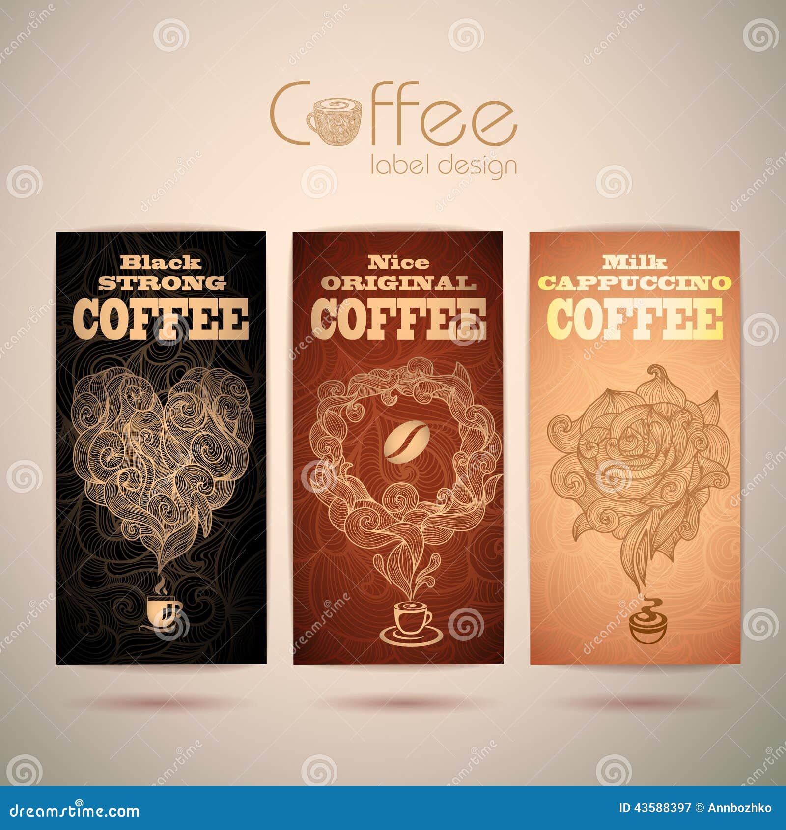 Set of Vintage Coffee Labels Stock Vector - Illustration of border ...