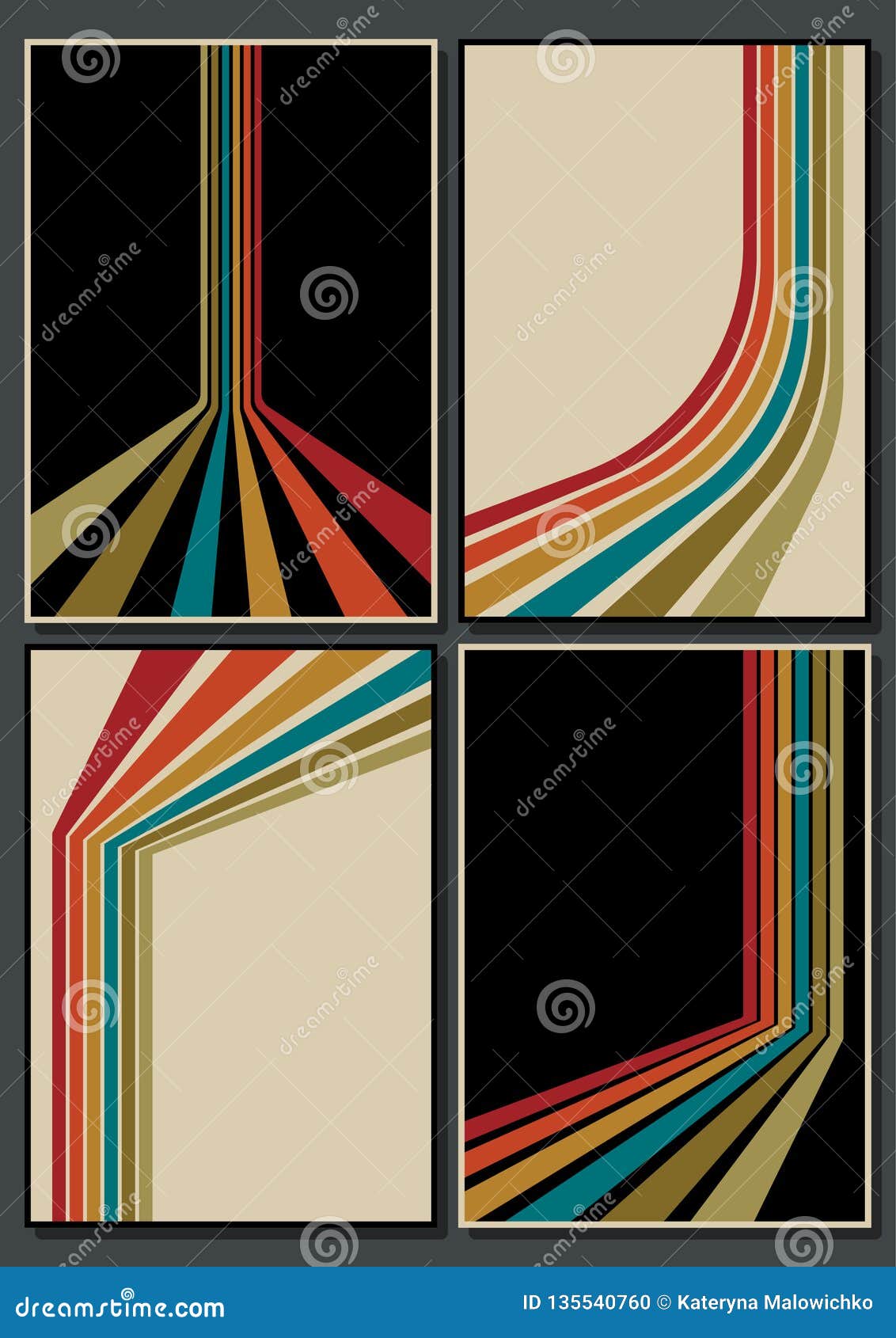 Set of Vintage Colors Backgrounds Stock Illustration - Illustration of ...