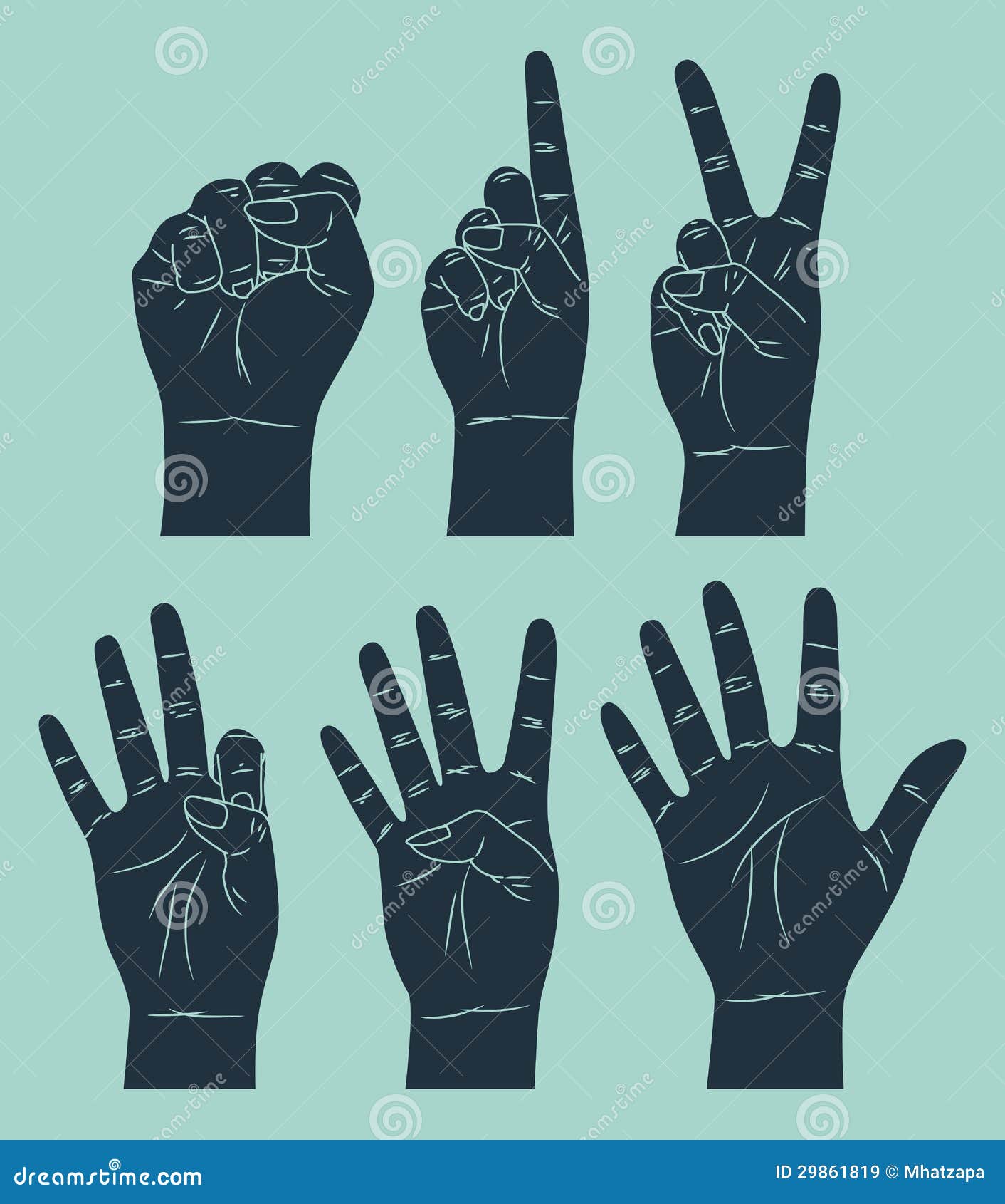 Vintage counting hand stock illustration. Illustration of gesturing ...