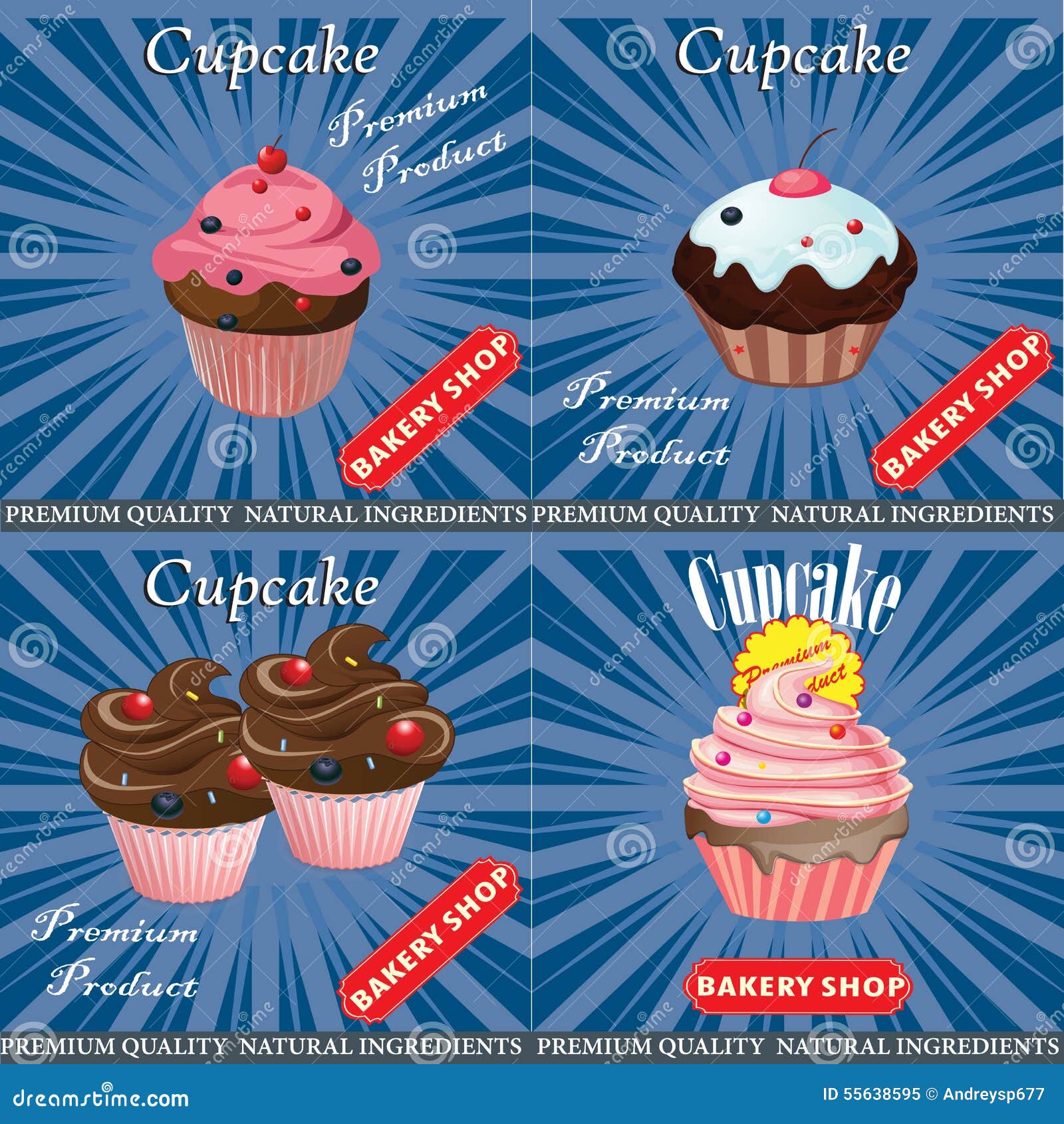 Set Vintage Cupcake stock vector. Illustration of celebrate - 55638595
