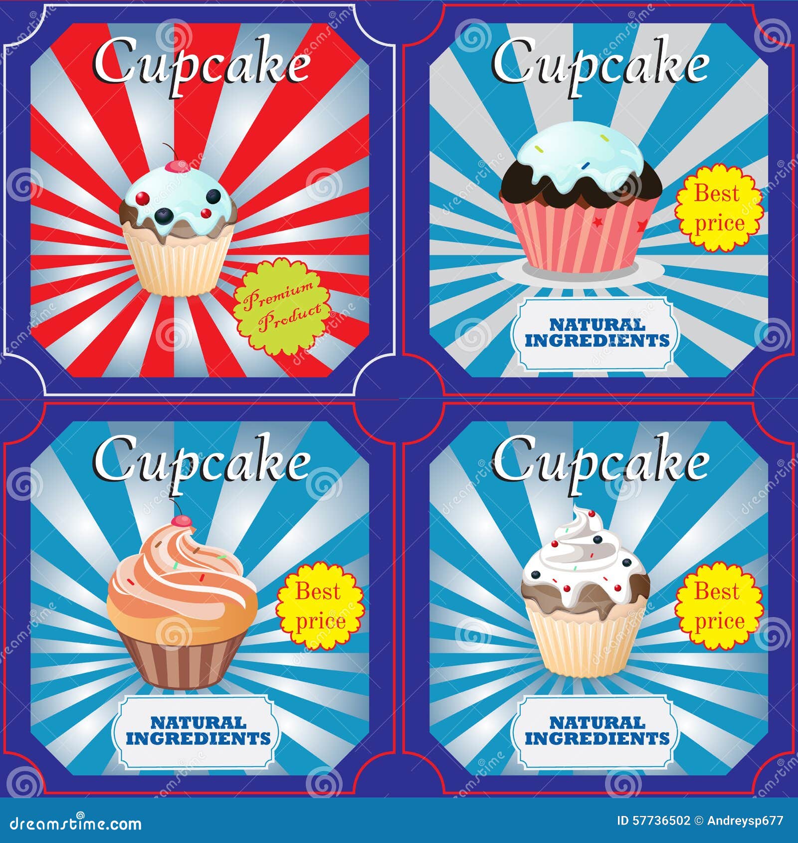 Set Vintage Cupcake stock illustration. Illustration of holiday - 57736502