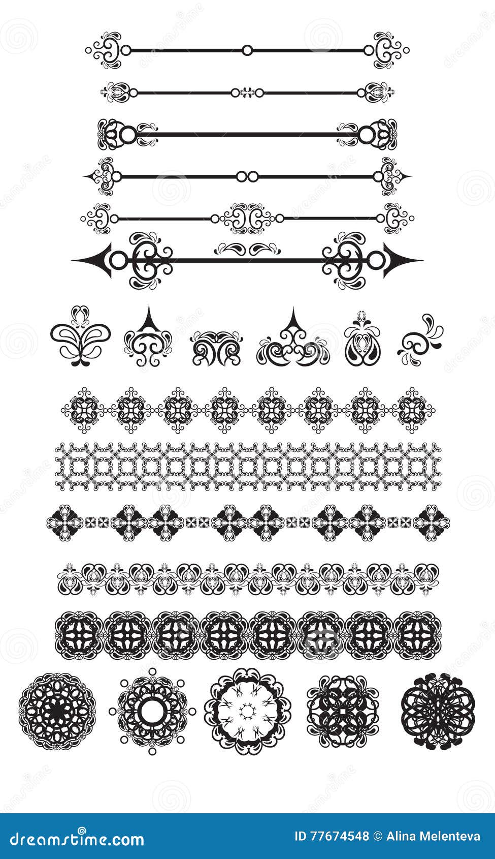 Set of vintage decor stock vector. Illustration of floral - 77674548