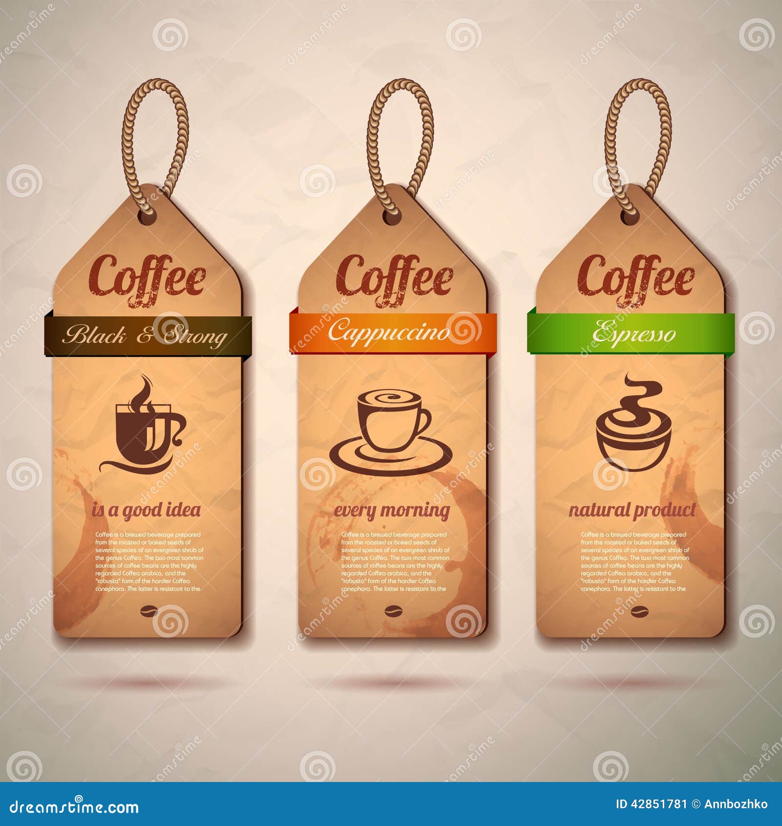 Set of Vintage Decorative Coffee Labels Stock Vector - Illustration of ...