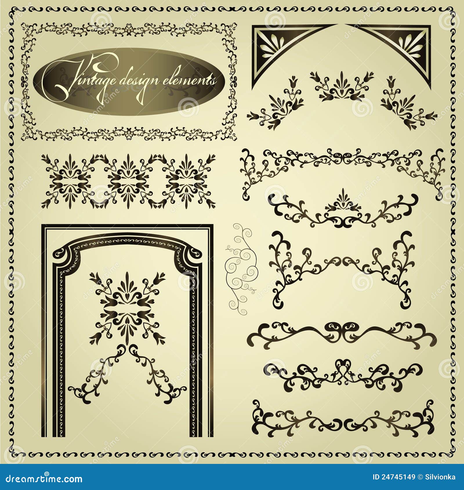 Set of Vintage Design Elements Stock Vector - Illustration of abstract ...