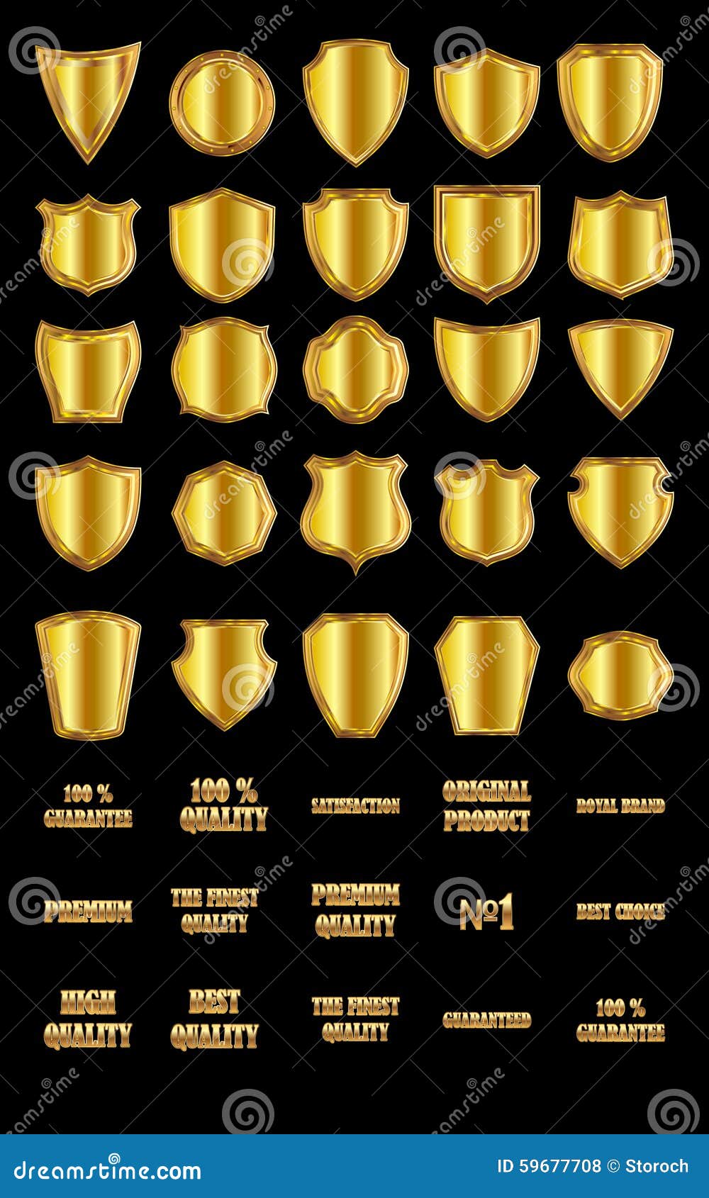 Set of Vintage Design Elements-golden Shields and Gold Advertis Stock ...