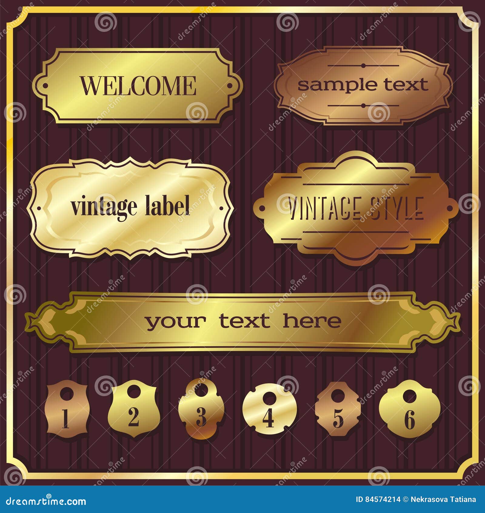 Set_5 of Vintage Design Elements Vector Sample Labels Shapes Stock ...