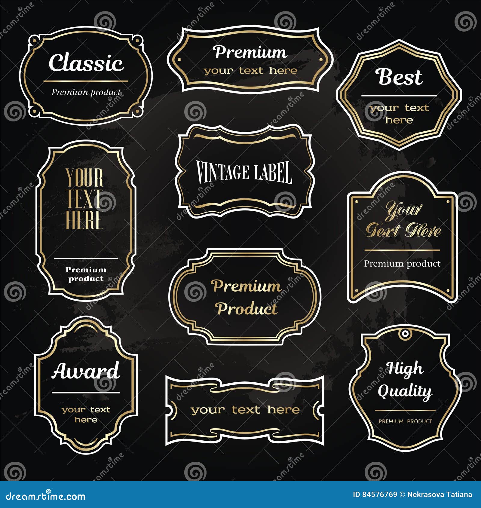 Set_6 Of Vintage Design Elements Vector Sample Labels Shapes ...