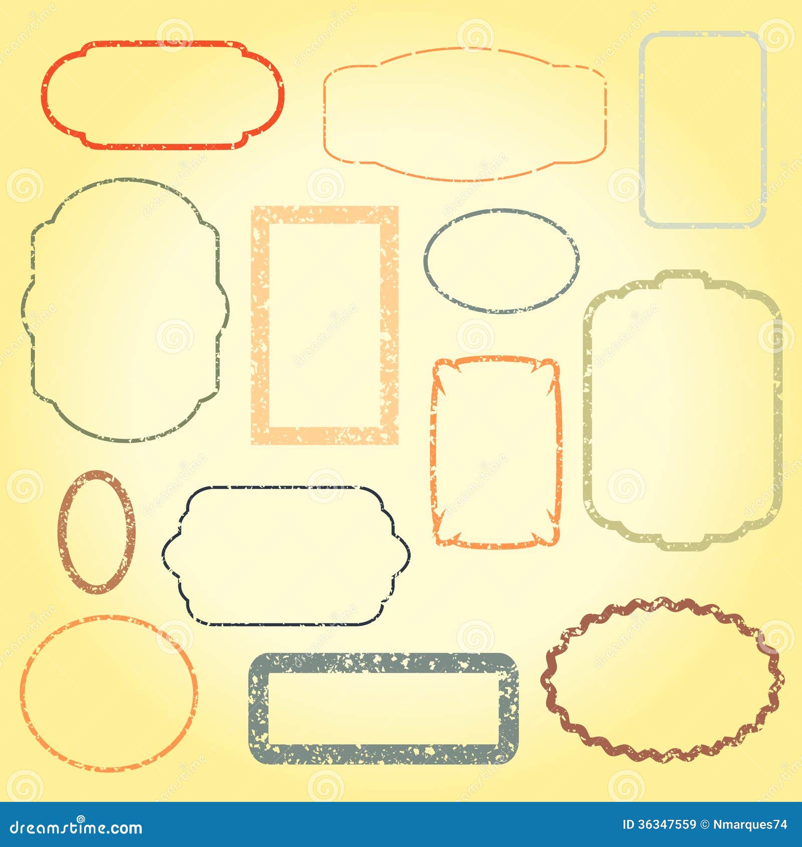 Set of Vintage Distressed Frames Stock Vector - Illustration of icon ...